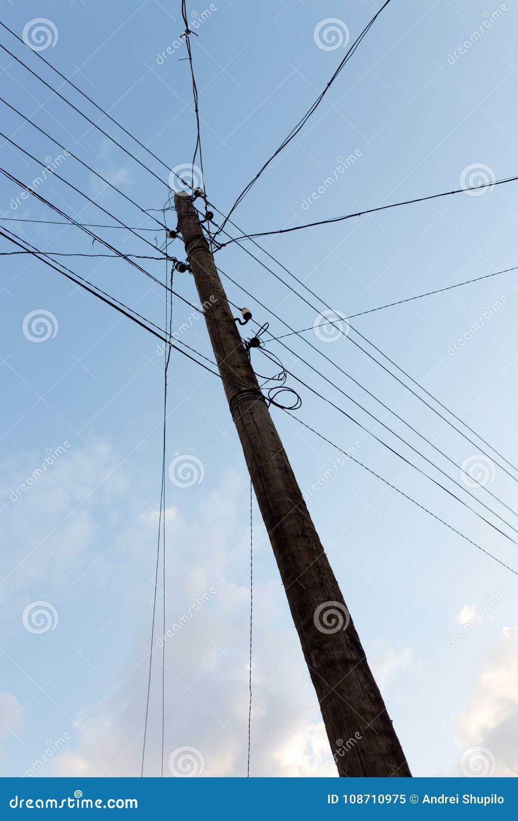 Electric Pole on the Background of Night Sky Stock Image - Image of ...