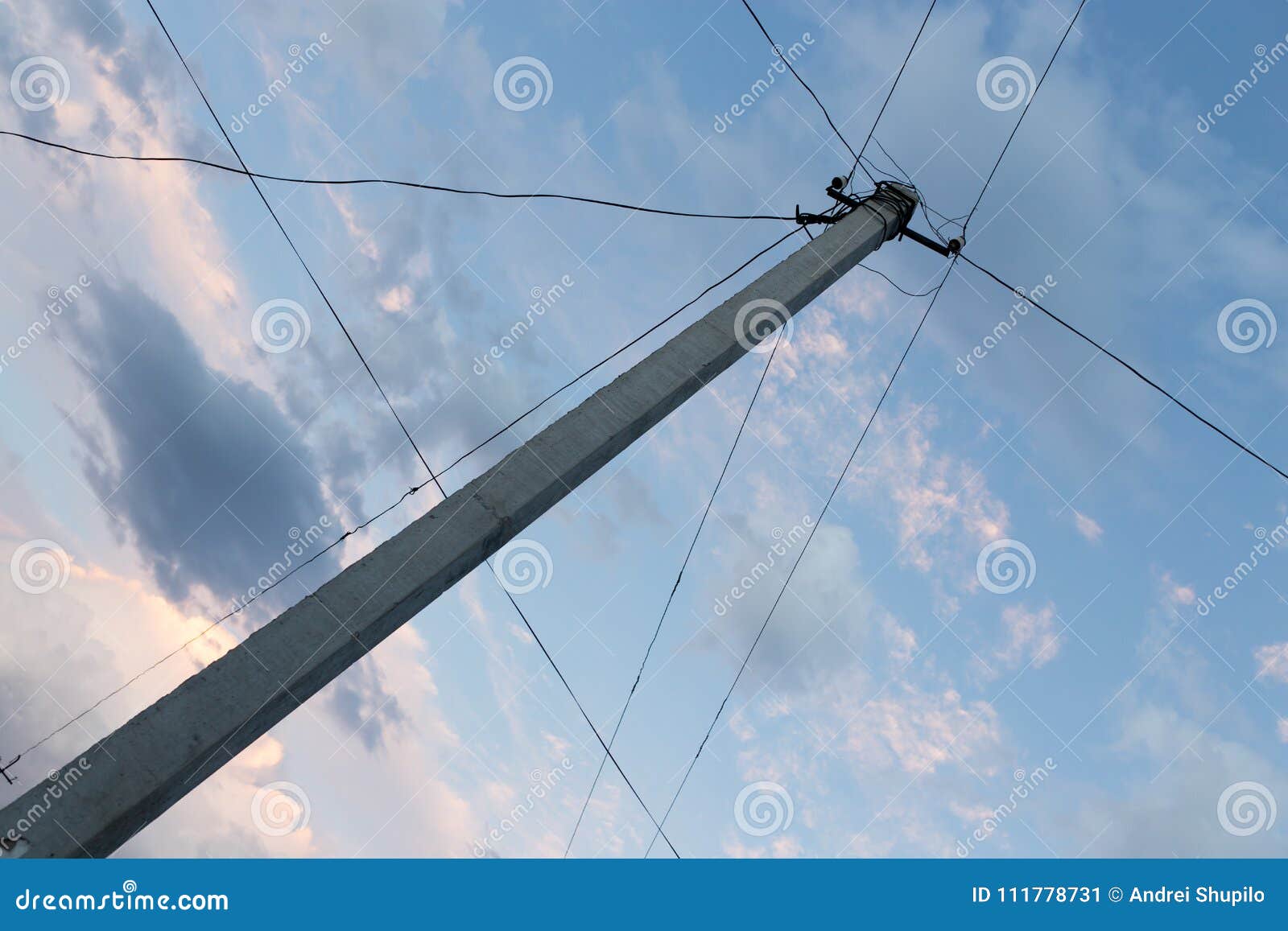 Electric Pole on the Background of Night Sky Stock Image - Image of ...