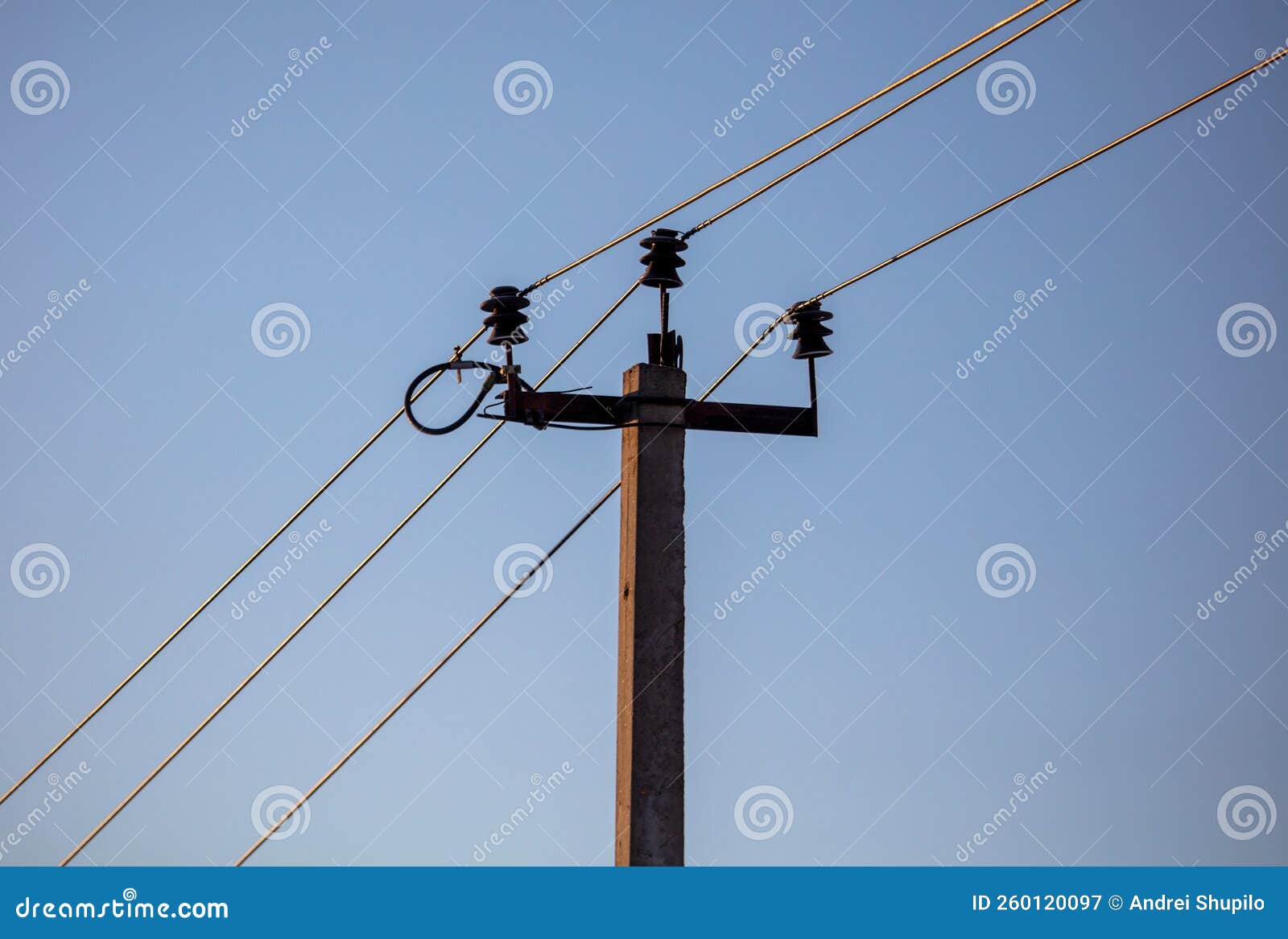 Electric Pole on the Background of the Sunset. Technology Stock Image ...