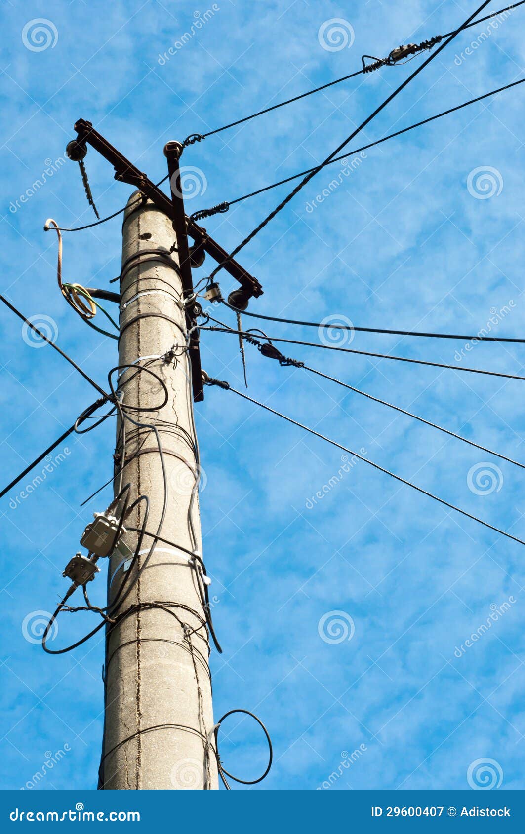 Electric pole with cables stock image. Image of outdoor - 29600407