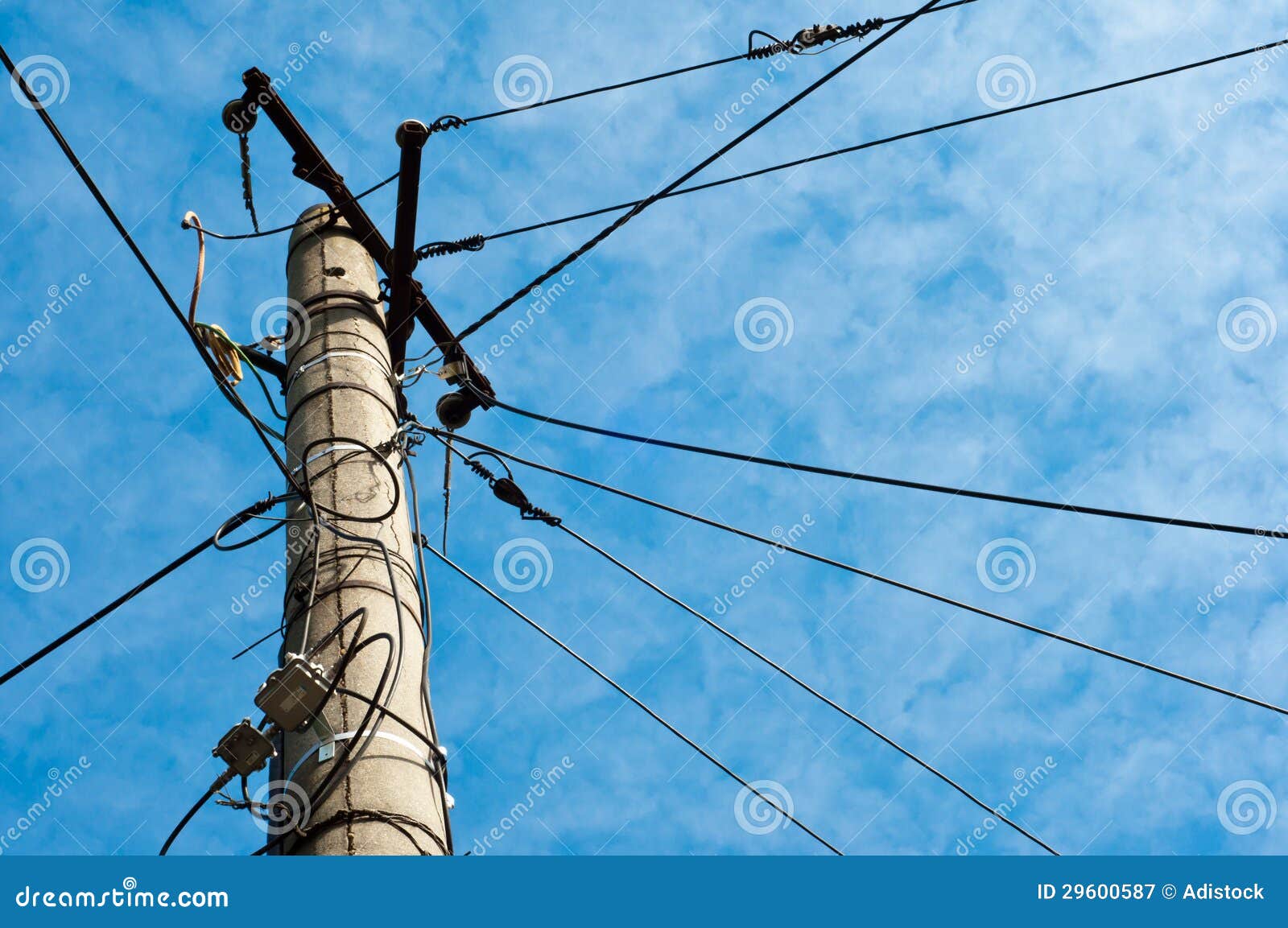 Electric pole with cables stock image. Image of engineering - 29600587