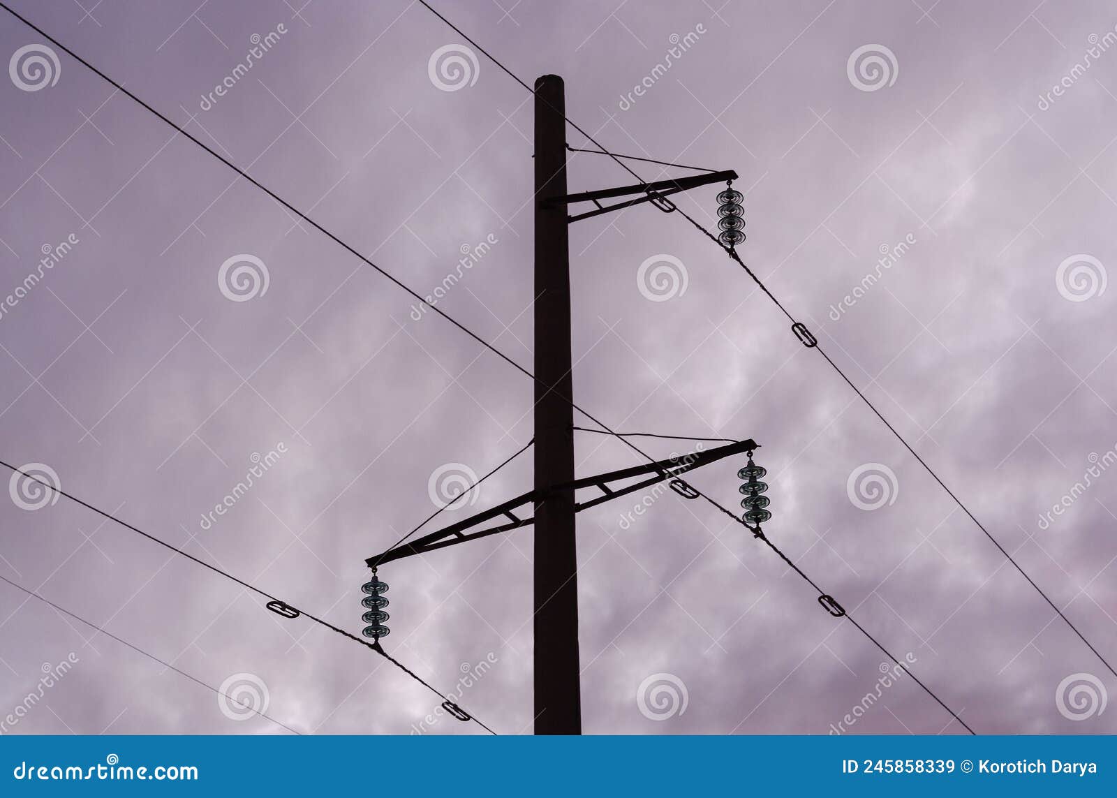 Electric Pole and Electric Cables at Sunset Stock Image - Image of ...