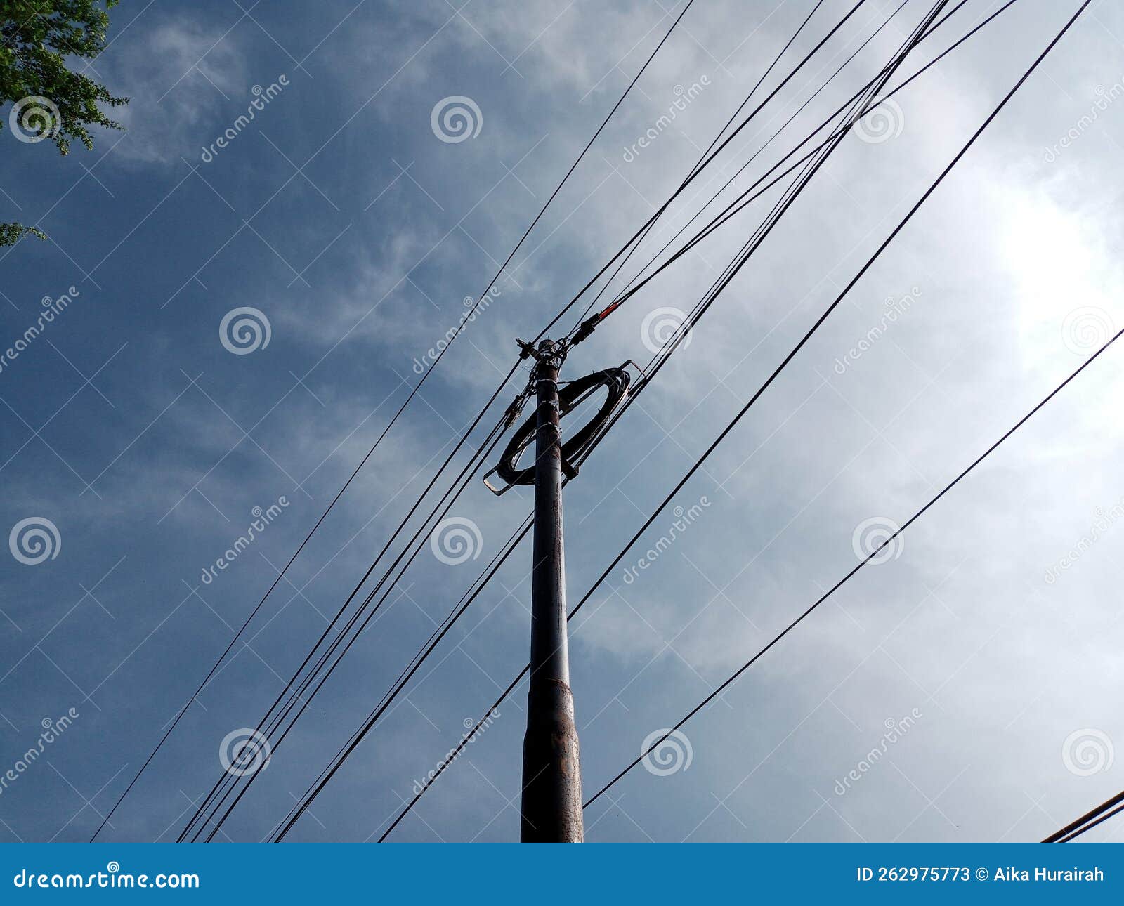 Electric pole at dusk stock image. Image of blue, fence - 262975773