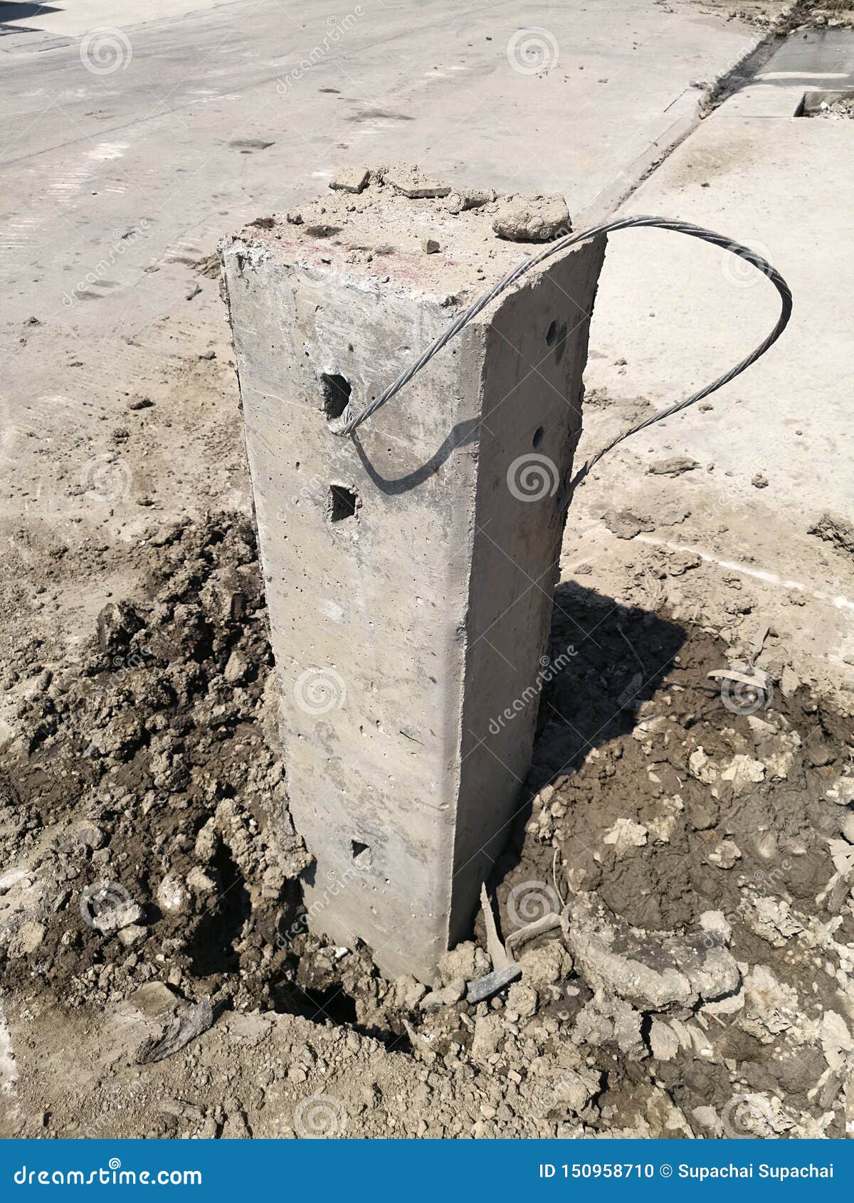 Electric Pole on the Ground Stock Photo - Image of surface, power ...