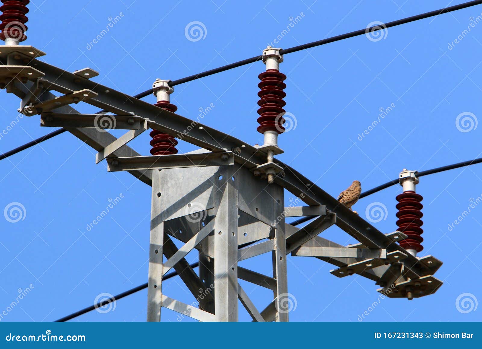 Electric Pole with Insulators and Wires through Which Current Flows ...