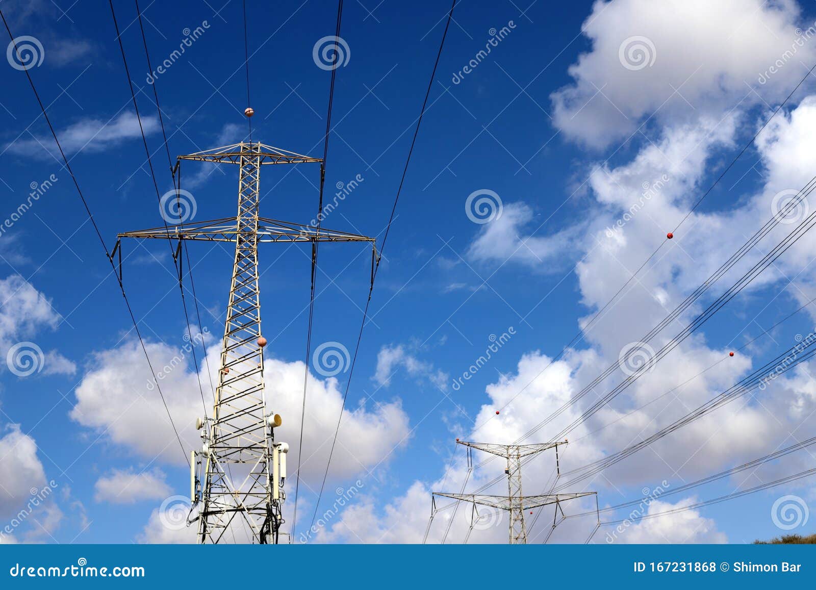 Electric Pole with Insulators and Wires through Which Current Flows ...