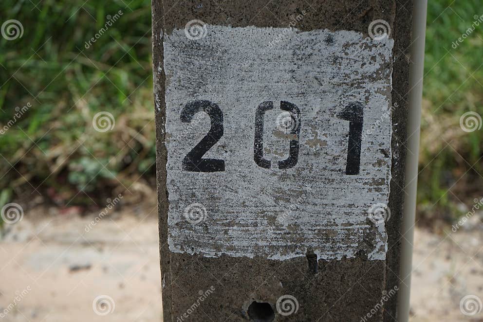 Electric Pole Number 201 for Reference Stock Photo - Image of ...