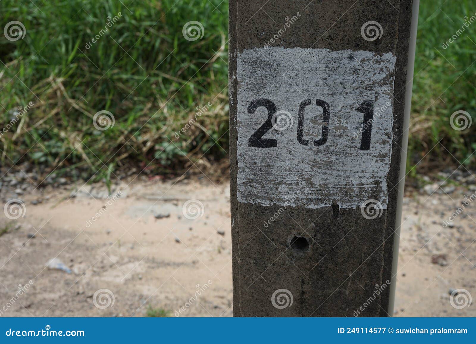Electric Pole Number 201 for Reference Stock Image - Image of current ...