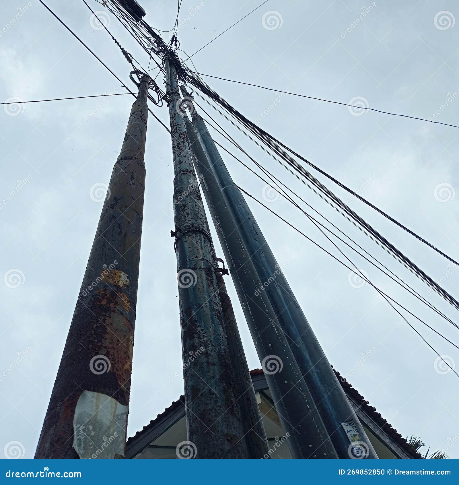 Electric Pole Photo and Blue Sky Stock Photo - Image of blue, pole ...