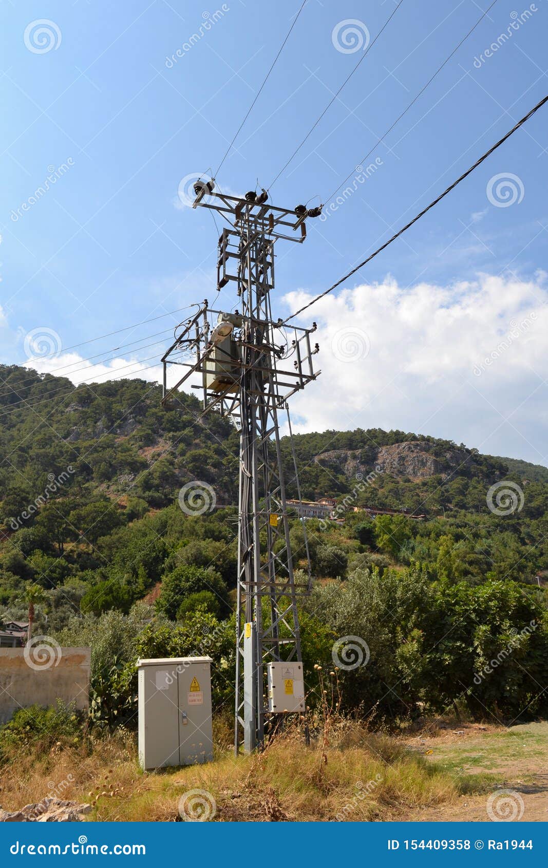 Electric Pole for Power Distribution. Turkey Stock Photo - Image of ...