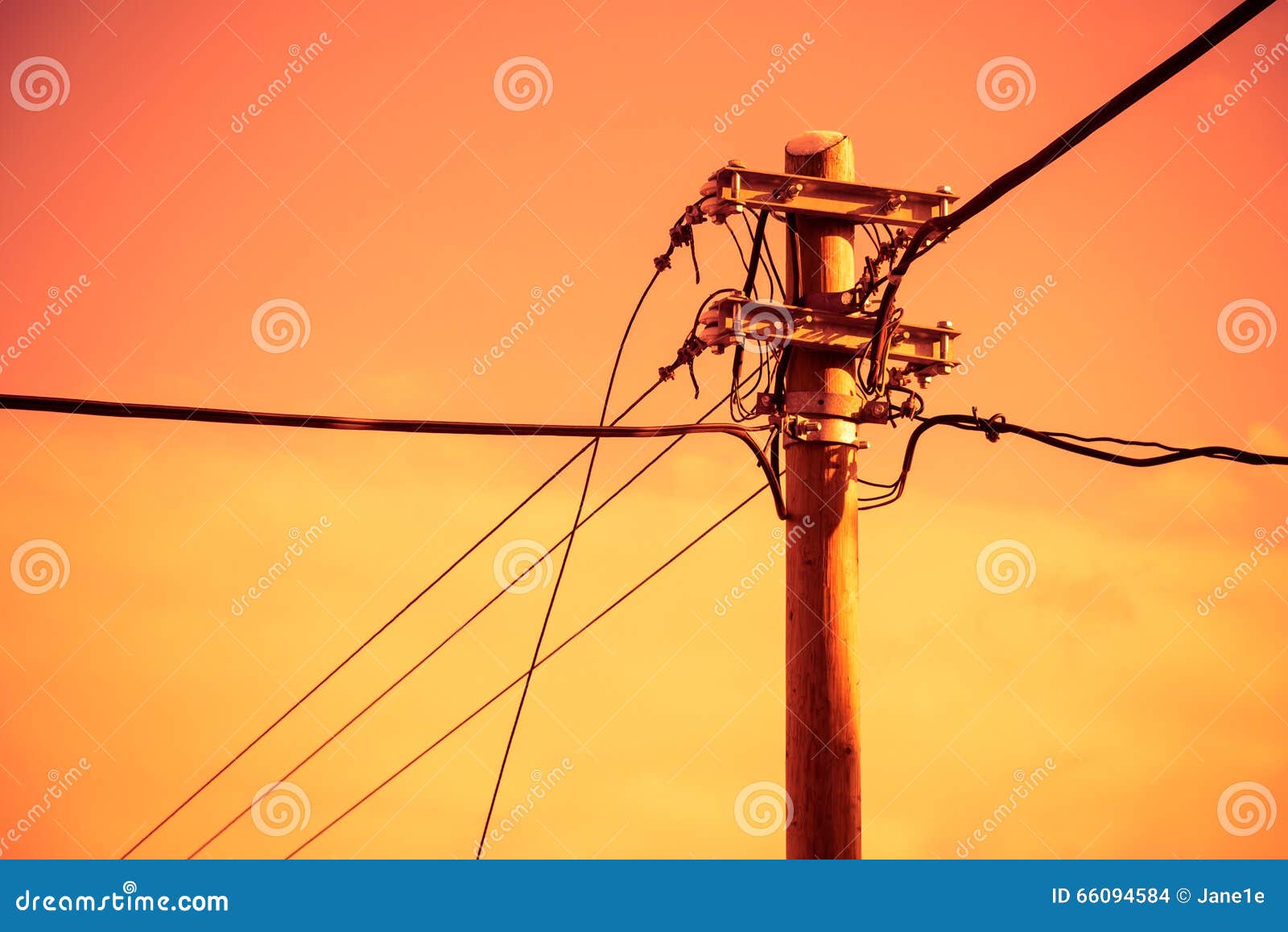 Electric Pole and Power Line Stock Photo - Image of industry ...
