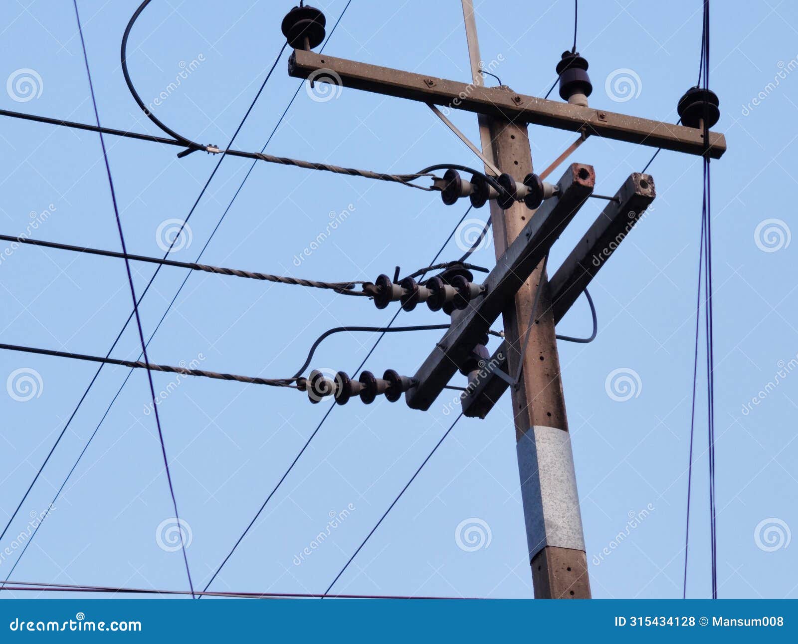 Electric Pole with Power Lines and Wires Stock Photo - Image of energy ...