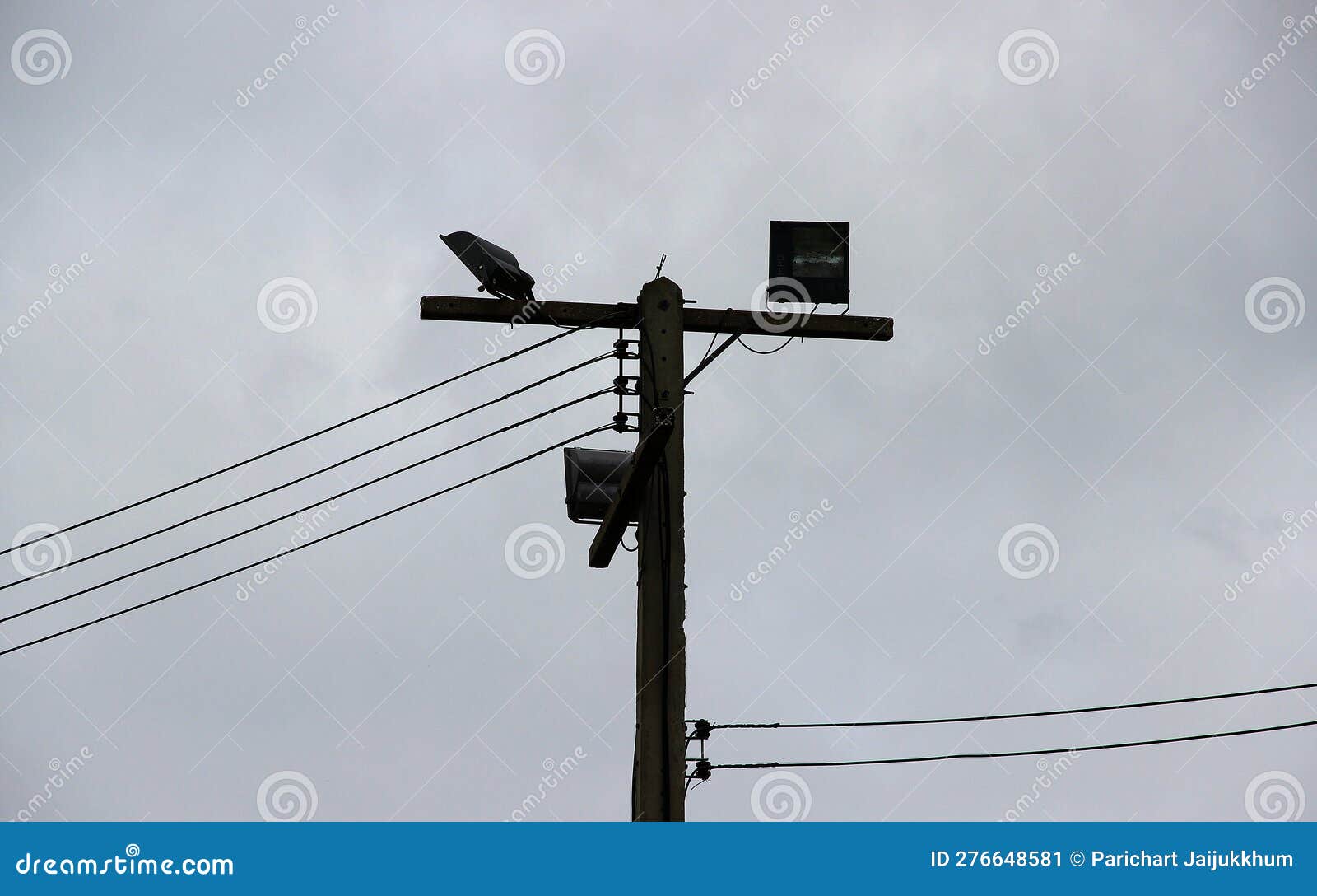 Electric Pole with Rain Clouds Background Stock Image - Image of ...