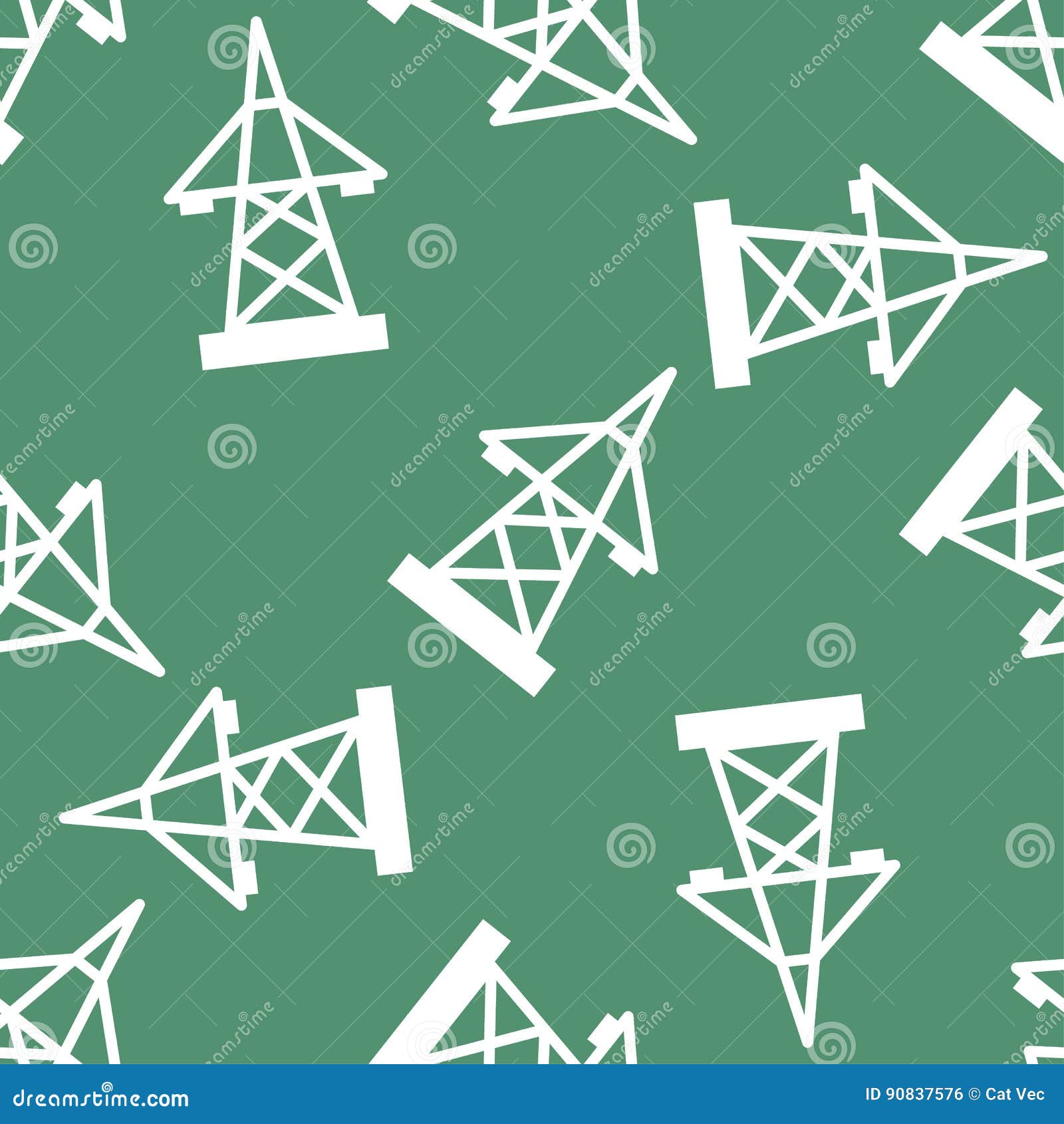 Electric Pole Seamless Pattern Vector Illustration Electrical Voltage ...