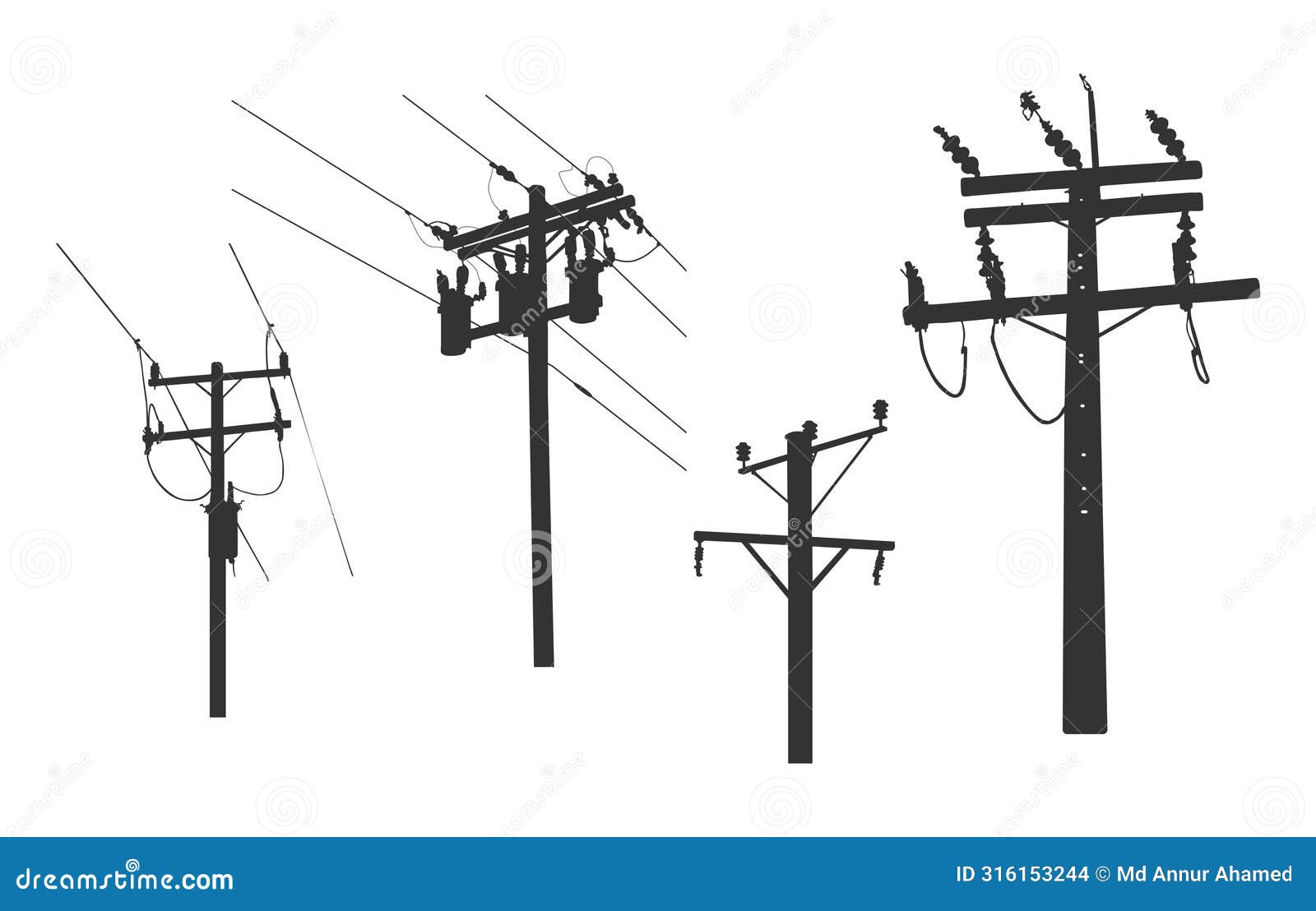 Electric Pole Silhouette, Utility Pole Silhouette, Power Lines Pole ...