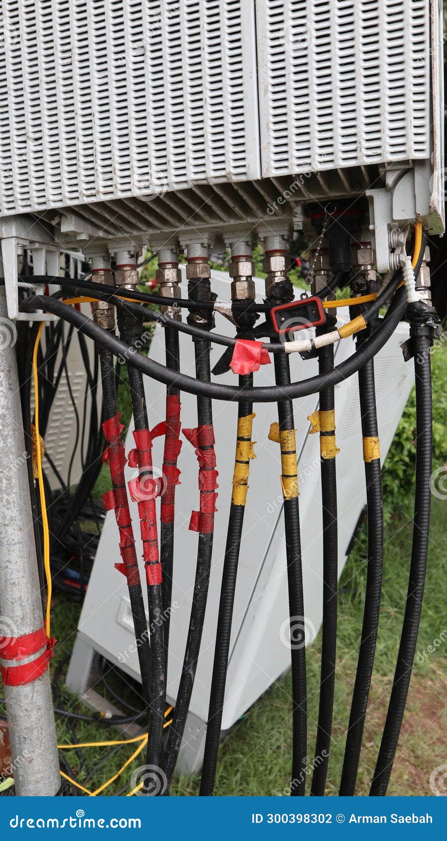 Electric Pole with a Stretch of Electric Cable. Electrical Installation ...