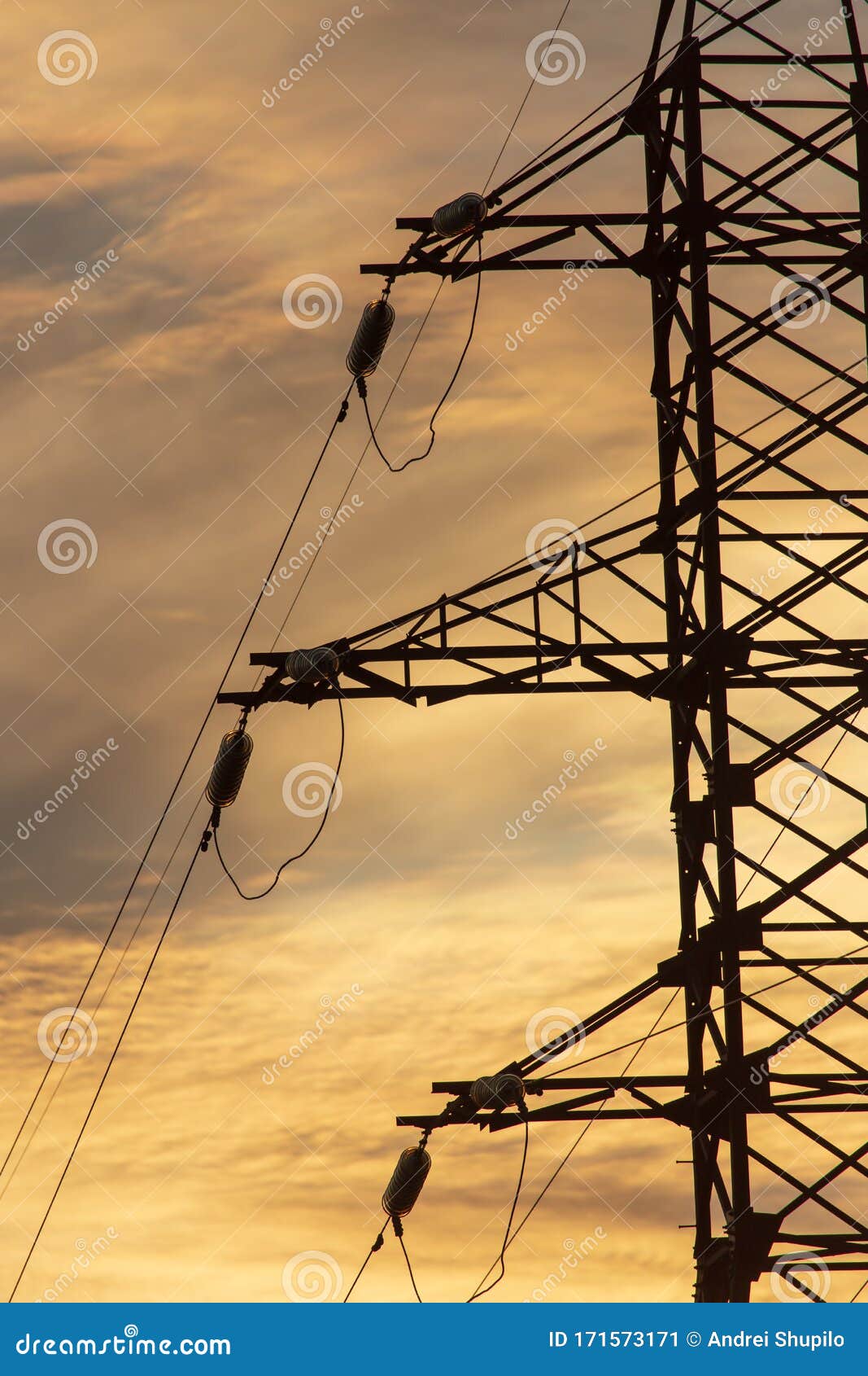 Electric Pole at Sunset As Background Stock Image - Image of ...