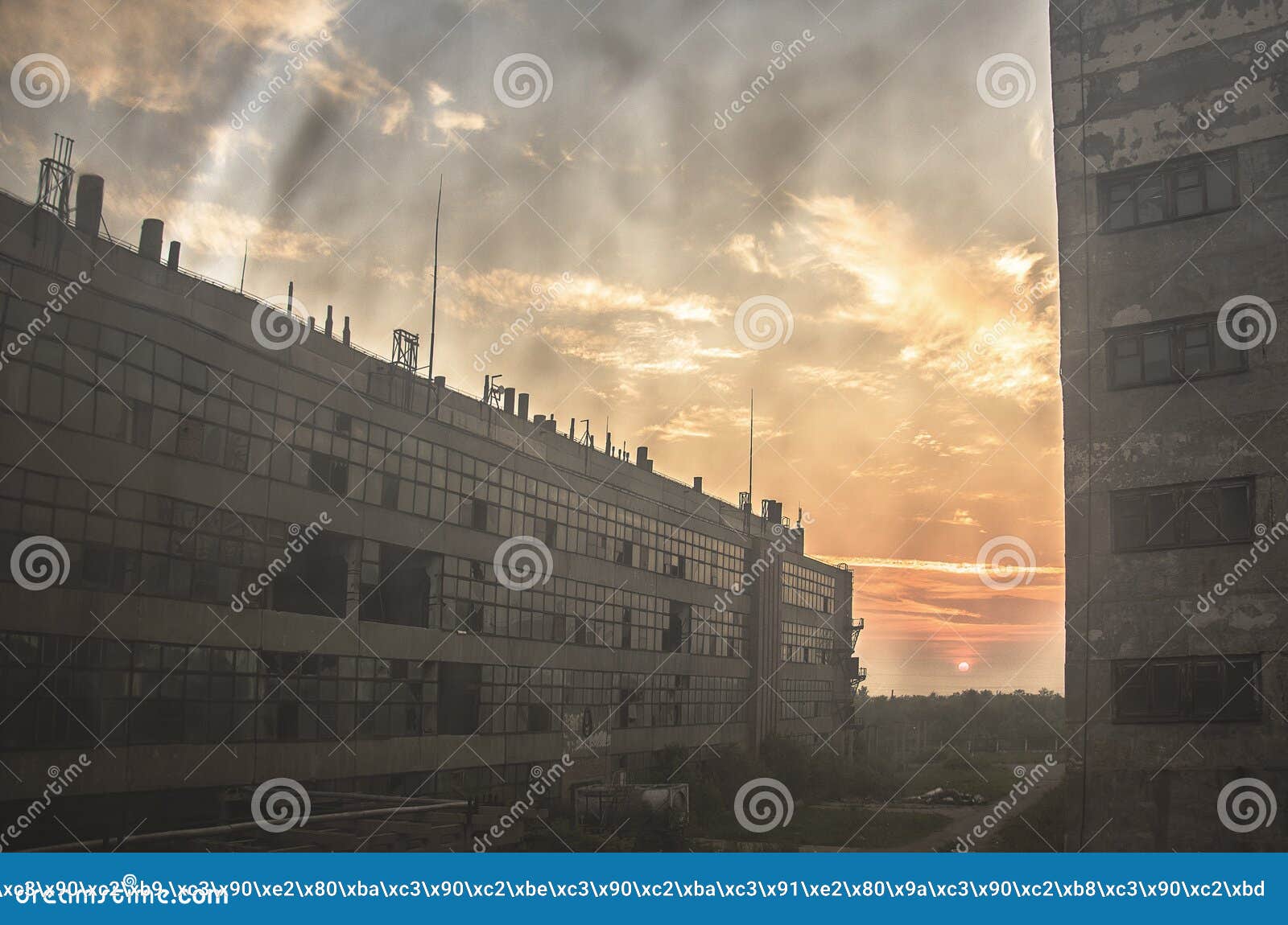 Sunset at an Abandoned Factory Stock Image - Image of energy ...