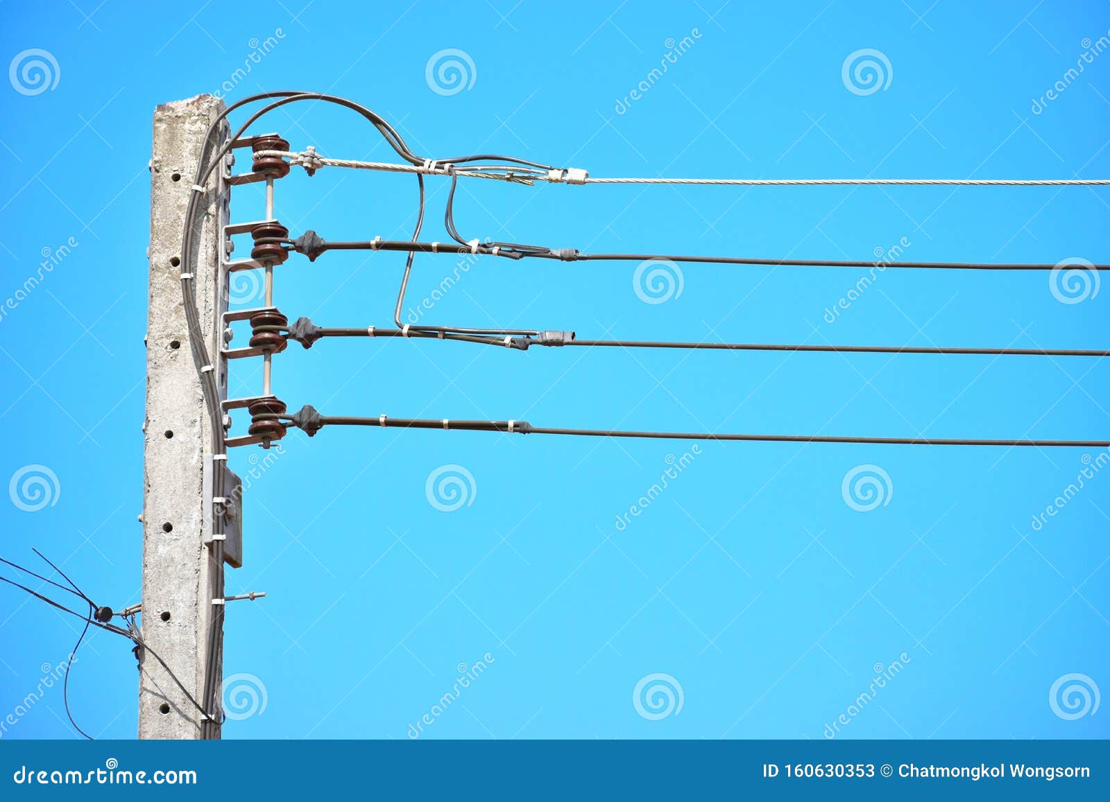 Electric Pole and Threephase Wire Stock Image - Image of electric ...