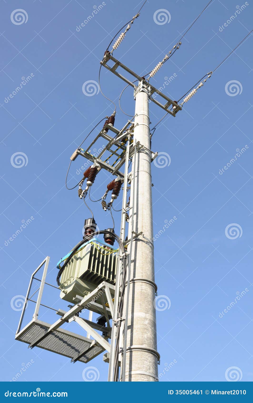 Electric Pole with a Transformer Stock Image - Image of cable, pole ...