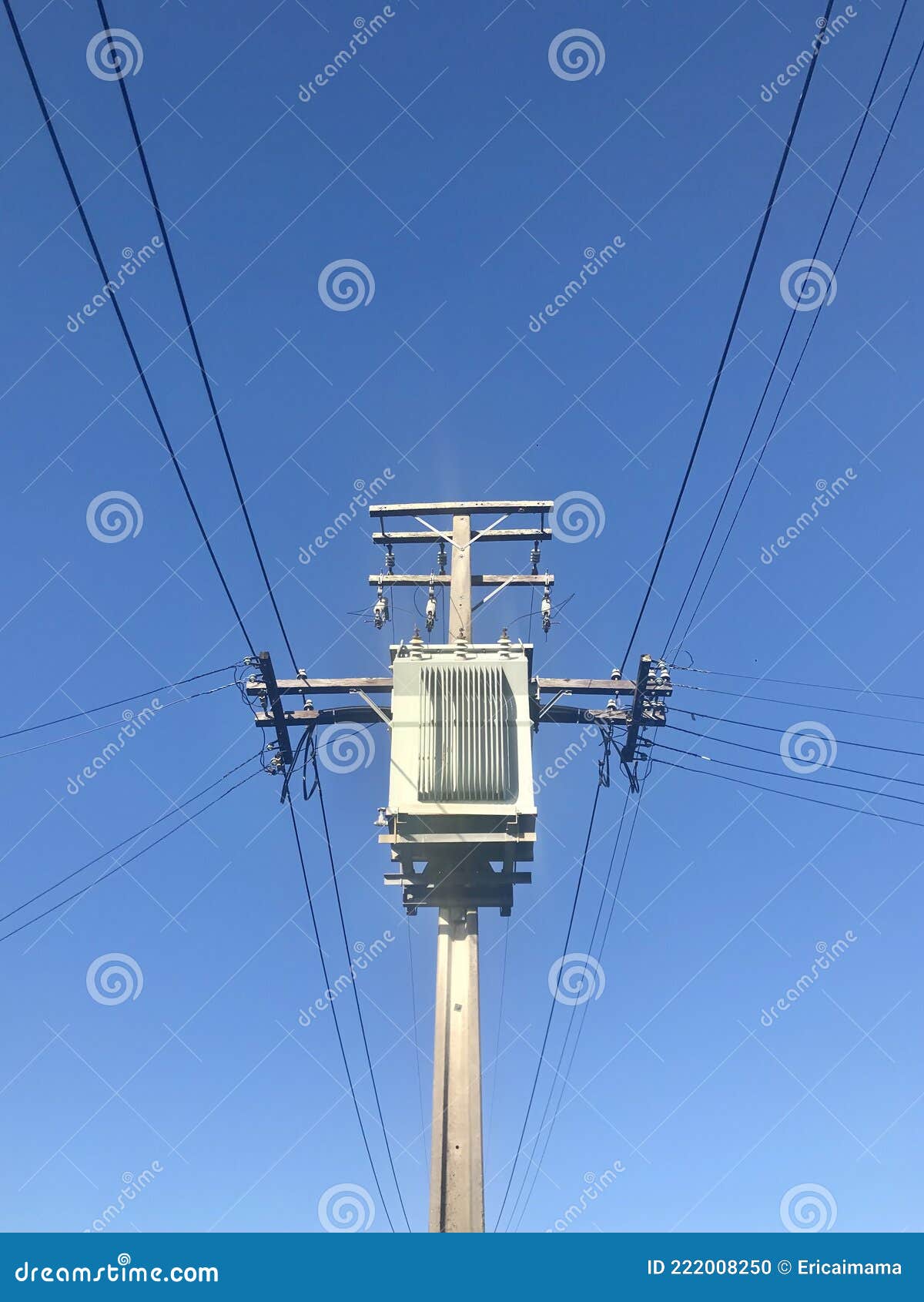 Electric Pole with Transformer. Stock Photo - Image of lamp, azure ...