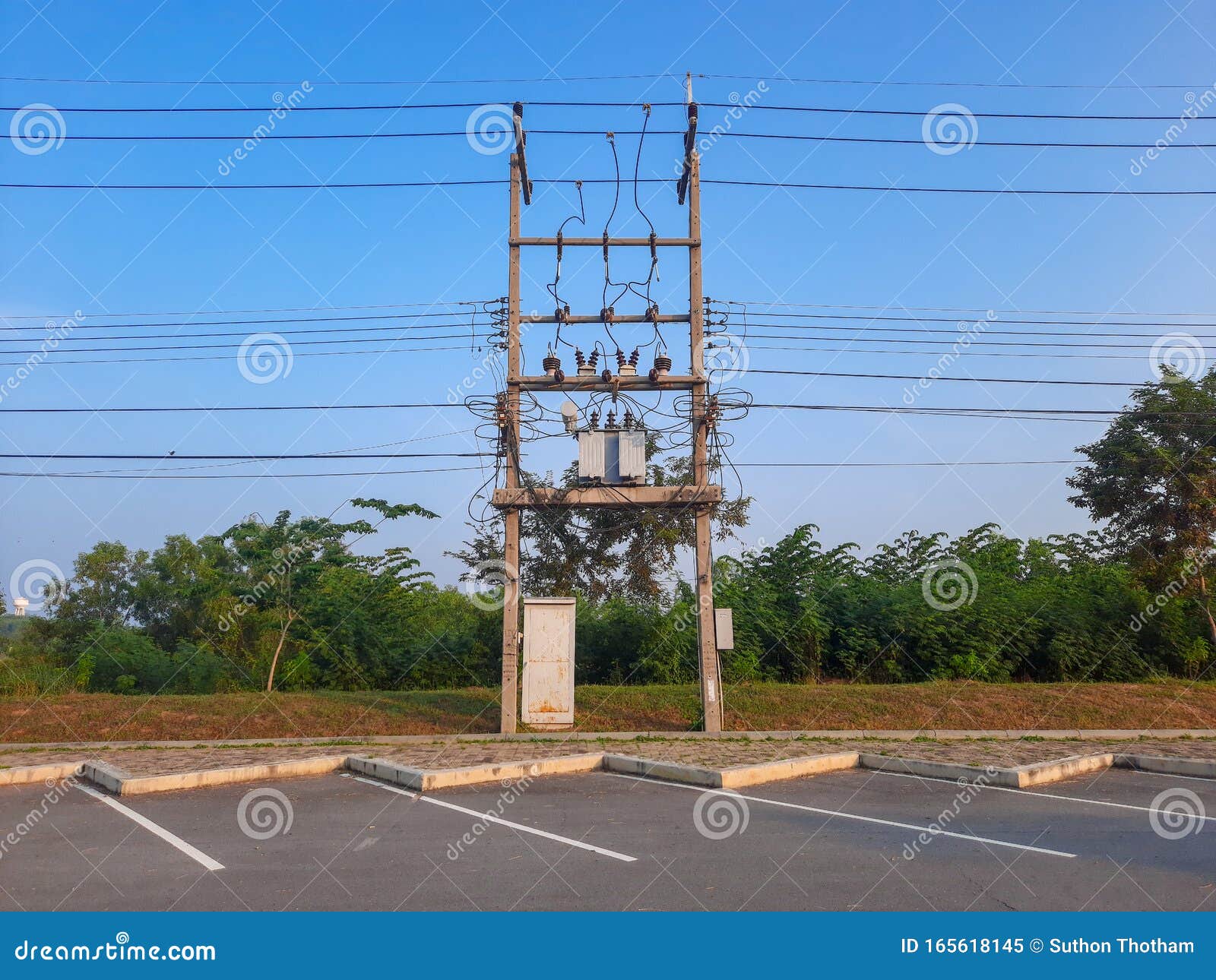 The Electric Pole and Electric Transformer Stock Image - Image of ...