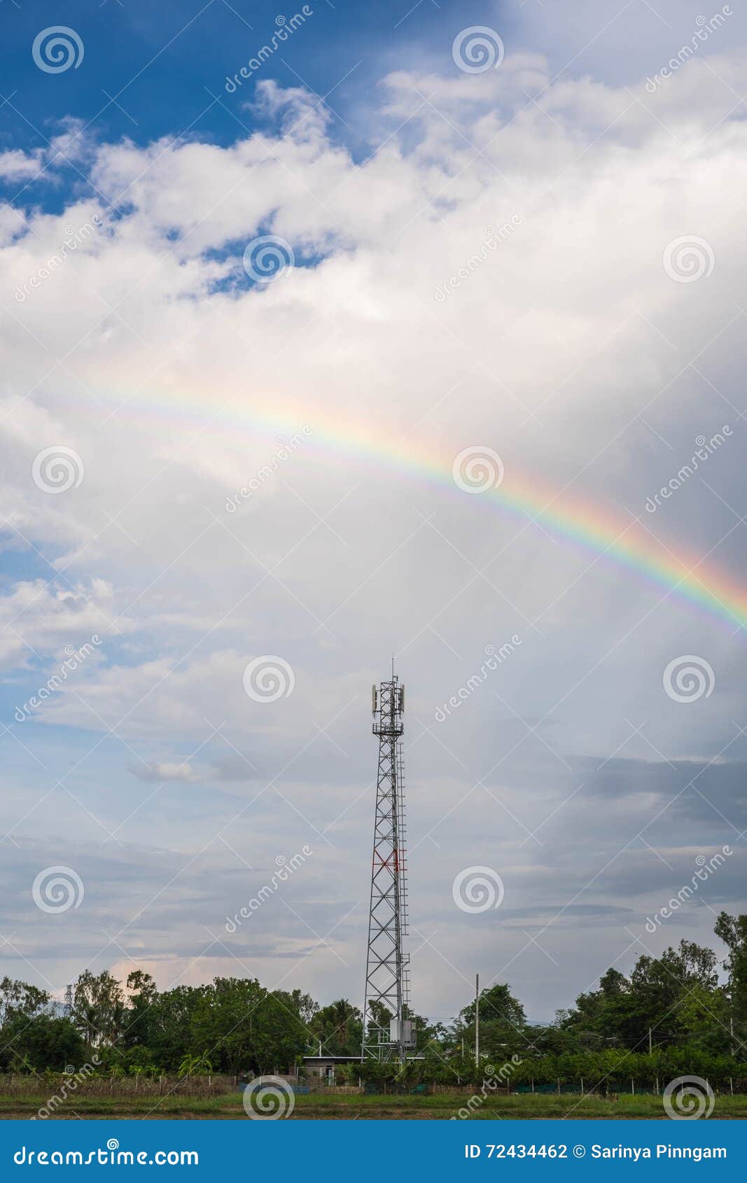Electric Pole Under Rainbow Stock Photo - Image of environment ...