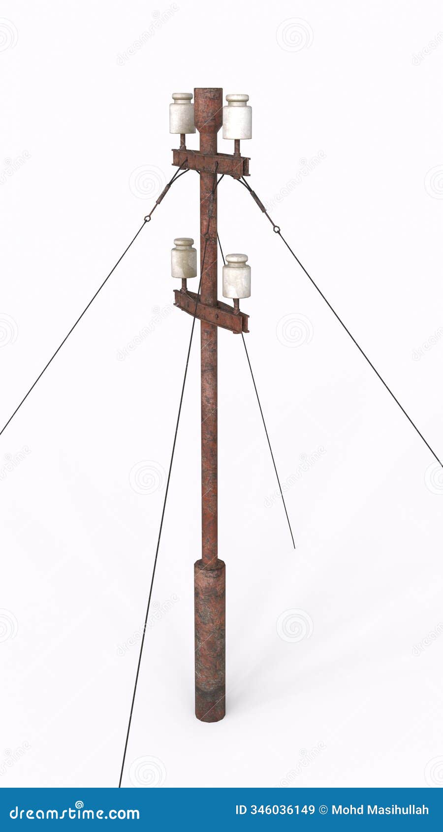 Electric Pole with White Background Stock Image - Image of network ...
