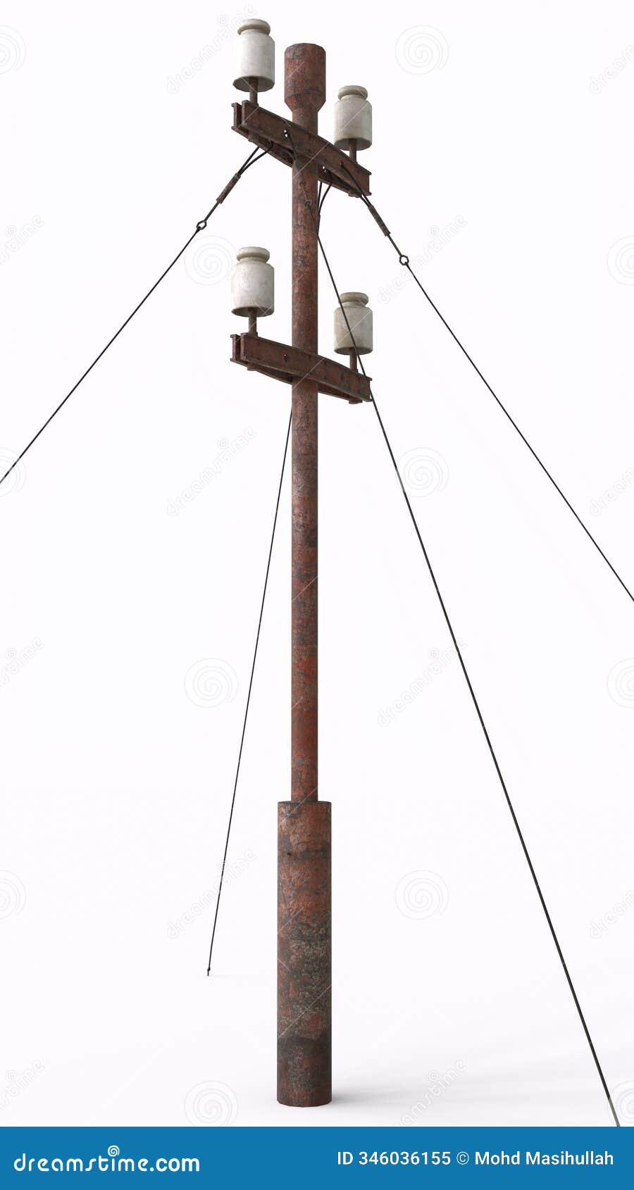 Electric Pole with White Background Stock Image - Image of construction ...