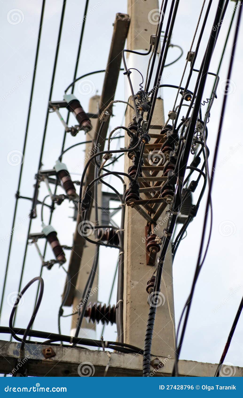 Electric pole with wires stock photo. Image of detail - 27428796