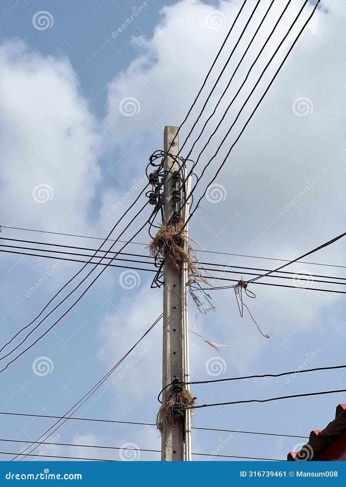 Electric pole with wires stock image. Image of cable - 316739461