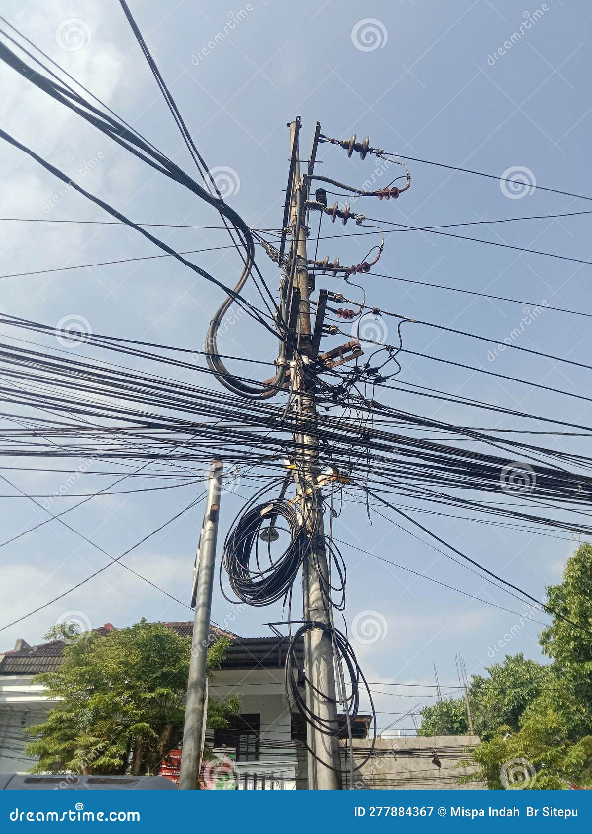 Electric Pole Wires on a Bright Day Stock Image - Image of summer ...