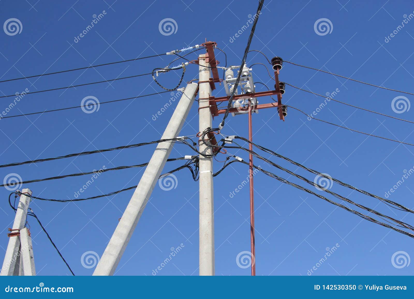 Electric pole wires stock photo. Image of light, electricity - 142530350