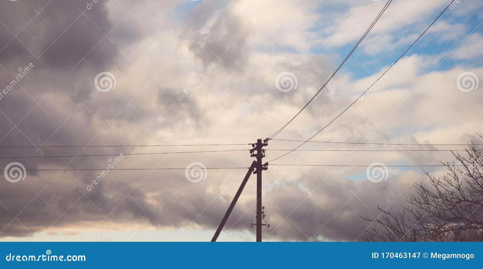 Electric Pole. the Wires are in the Form of a Triangle Stock Image ...