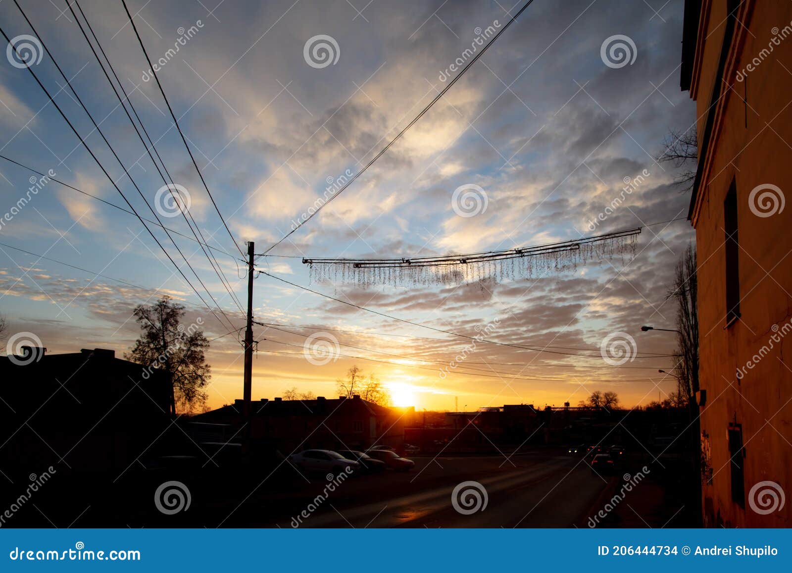 Electric Pole with Wires at Sunset Stock Photo - Image of cable, metal ...