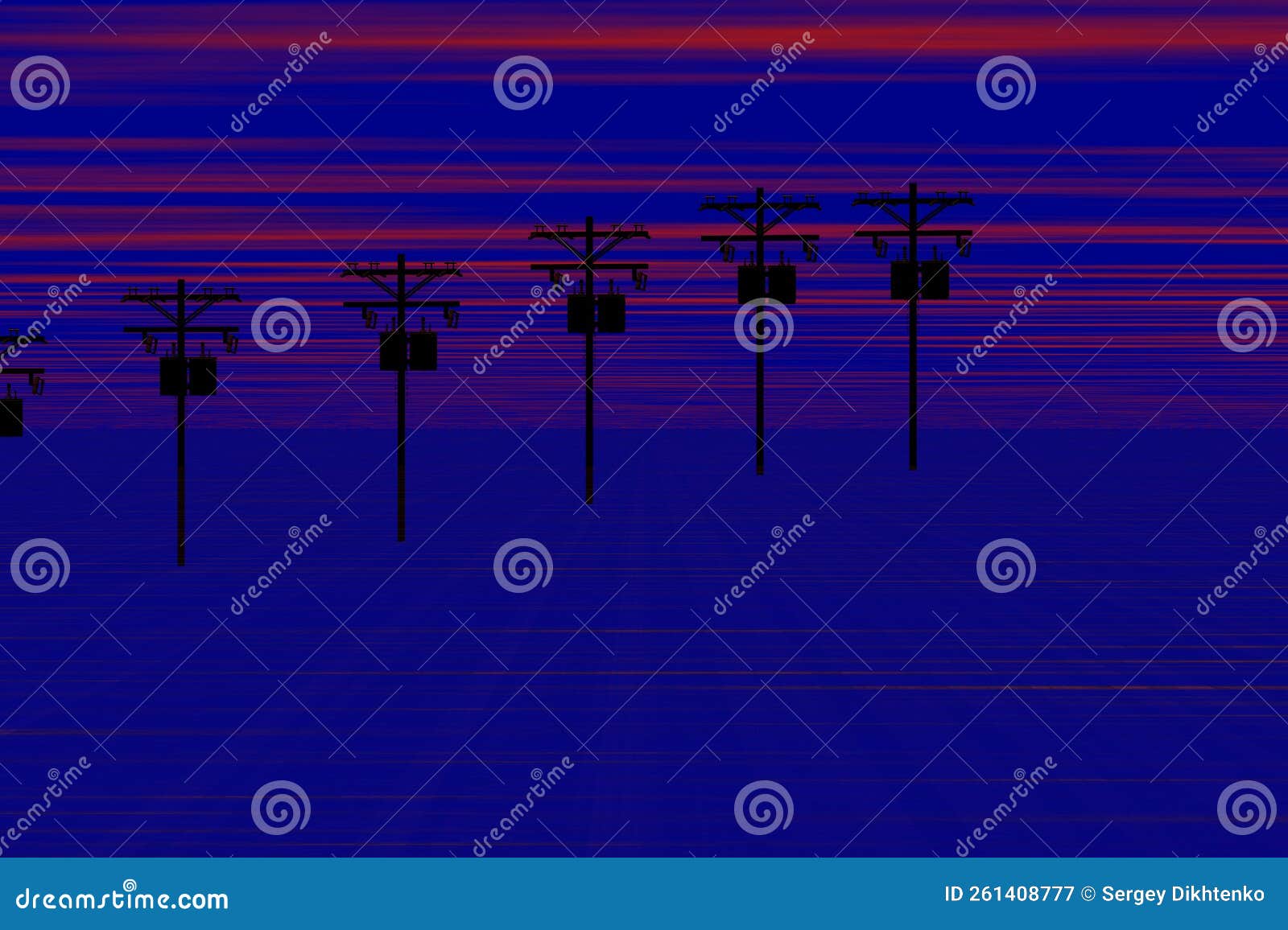 Electric Poles in Abstract Blue Landscape 3d Rendering Stock ...