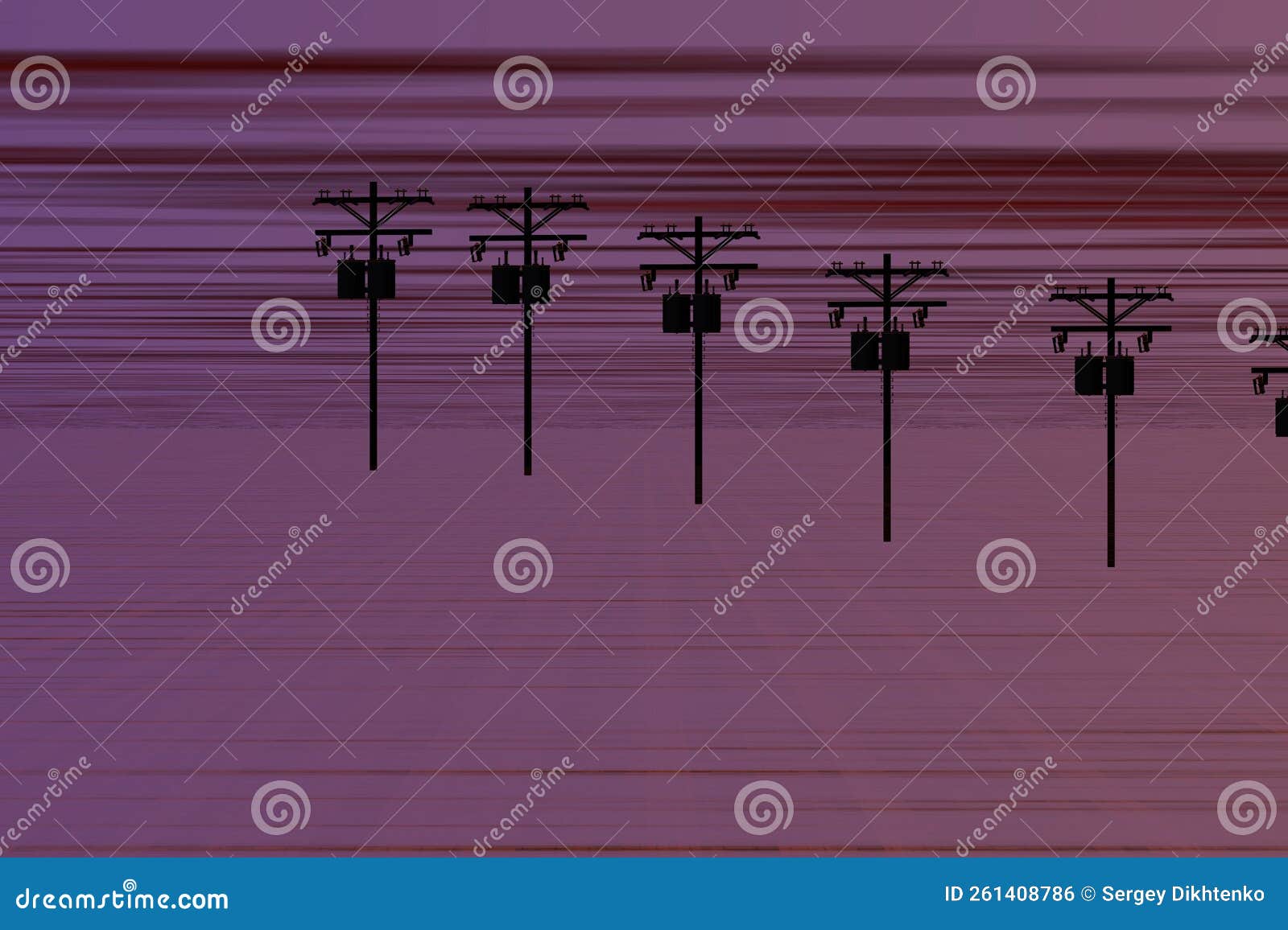 Electric Poles in Abstract Purple Landscape 3d Rendering Stock ...