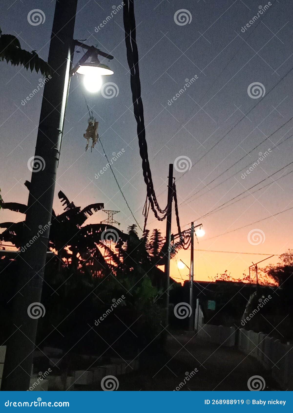 Electric Poles Accompanied by Spotlights at Night, really Beautiful ...
