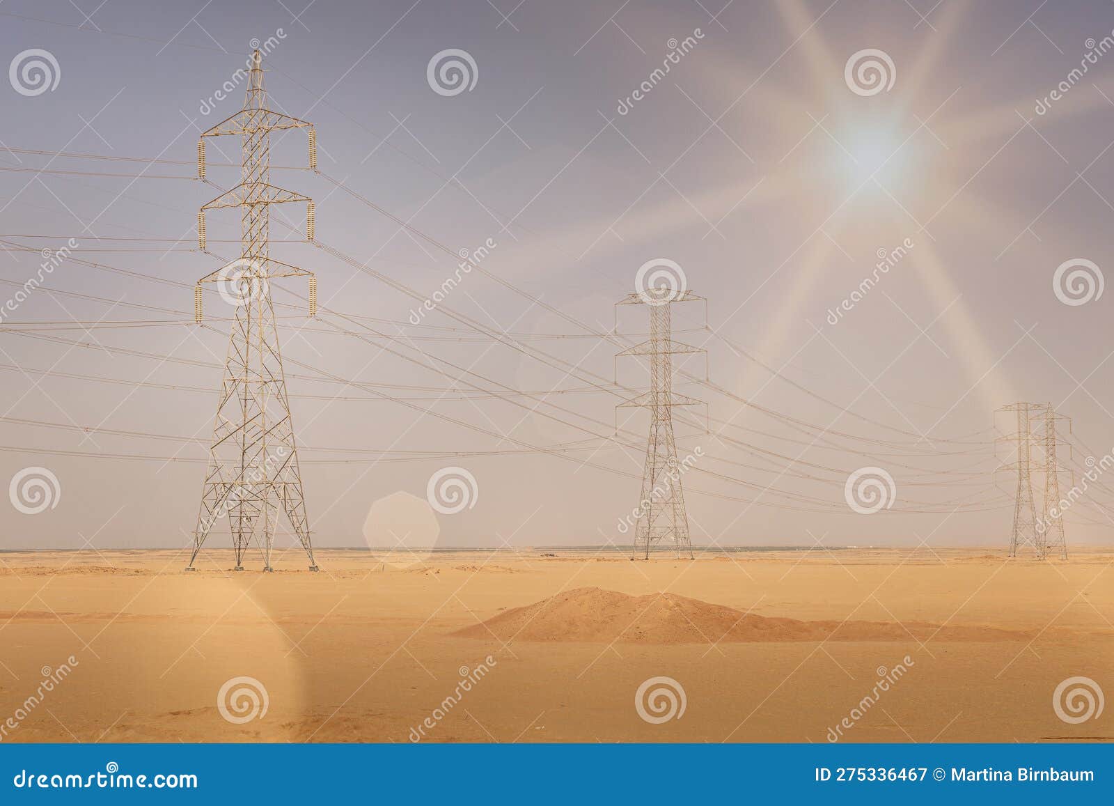 Electric Poles in the Desert of Egypt Stock Image - Image of ...