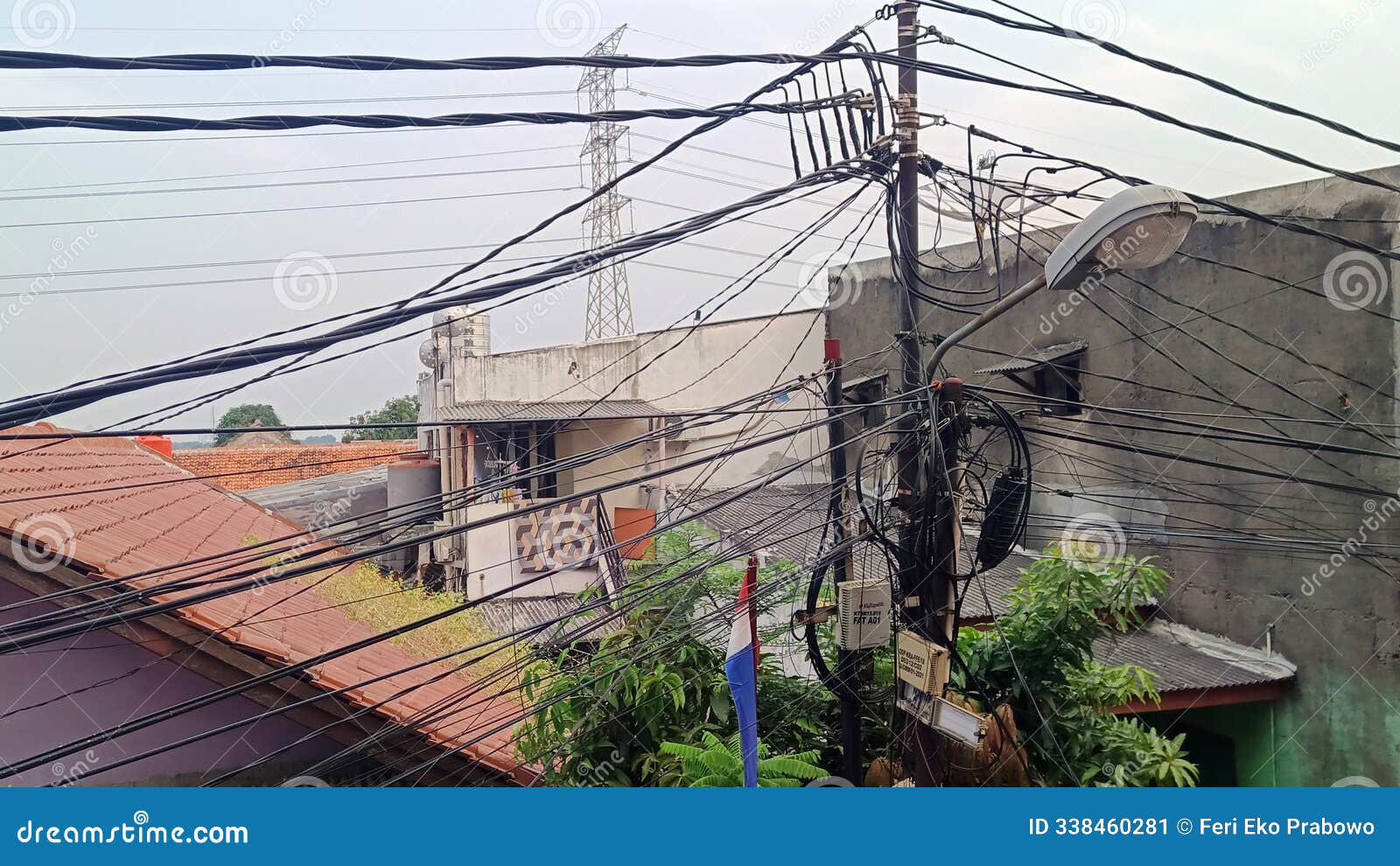 Electric Poles Full of Cables in the House Stock Image - Image of ...