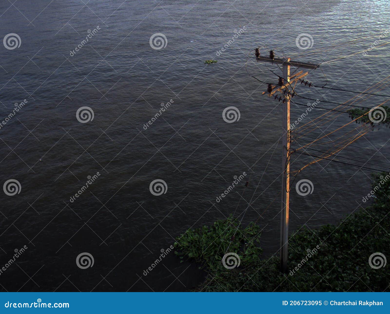 Electric Poles on the Riverside Stock Image - Image of riverside ...