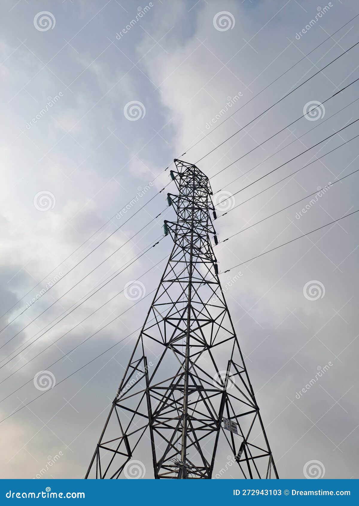 Electric Poles with Straight Wires in Line on a Cloudy Sky Stock Image ...