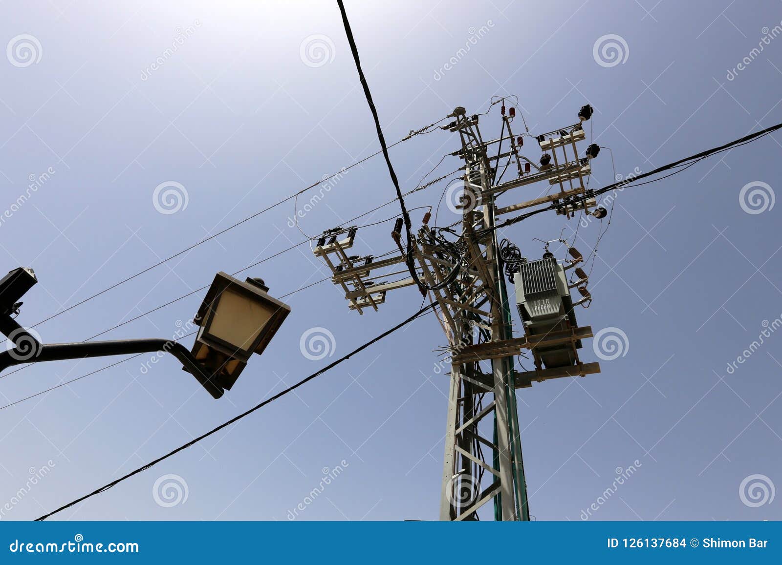 Metal electric pole stock photo. Image of wind, electricity - 126137684