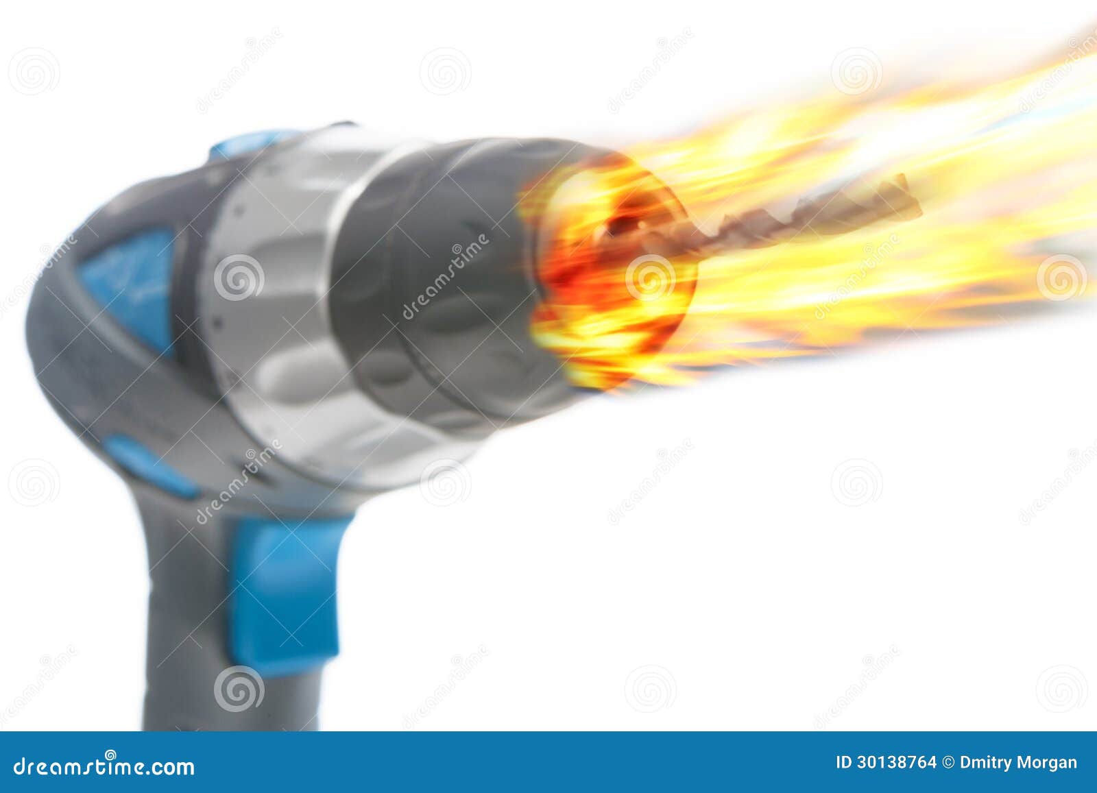 Electric Portrable Drill Burning in Fire, Composite Image Stock Photo ...