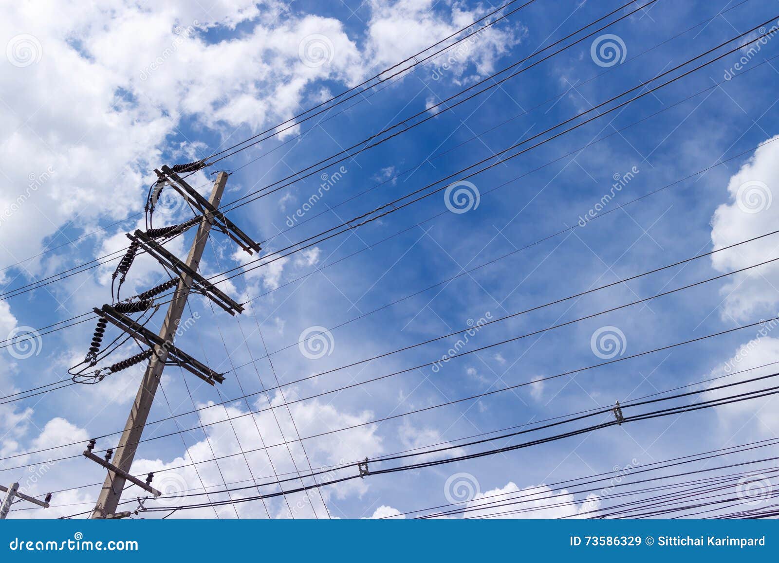 Electric post stock image. Image of post, energy, clouds - 73586329