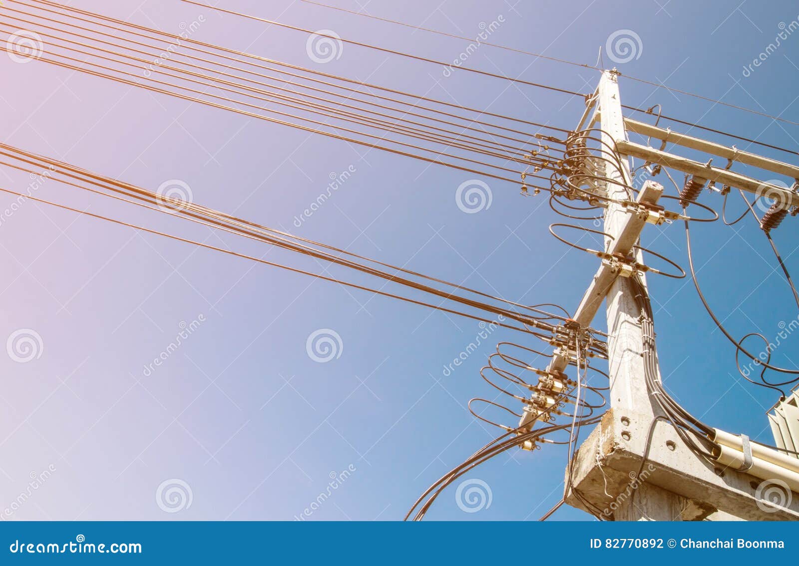 Electric post stock photo. Image of messy, mast, current - 82770892