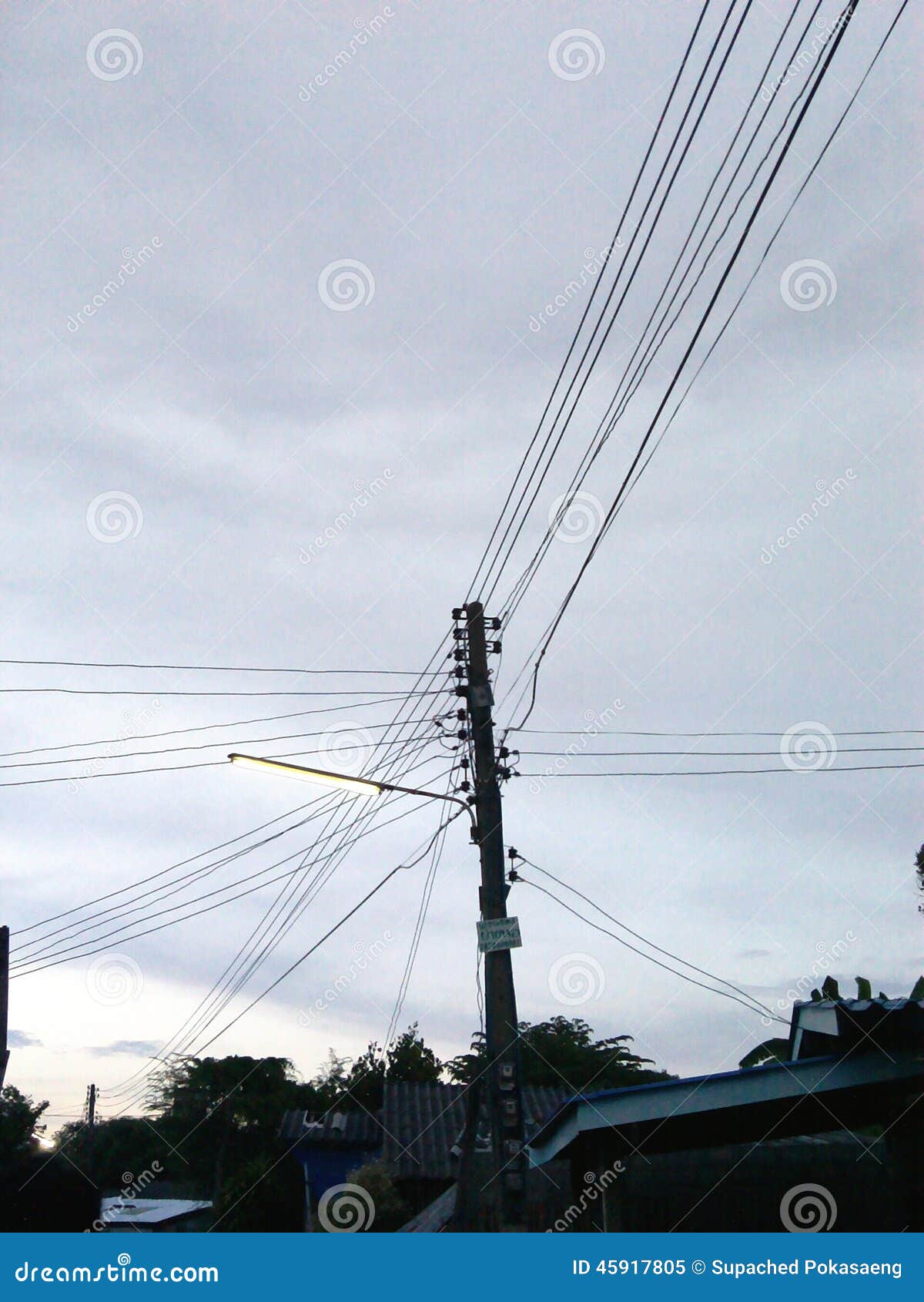 Electric post stock image. Image of power, electric, wire - 45917805