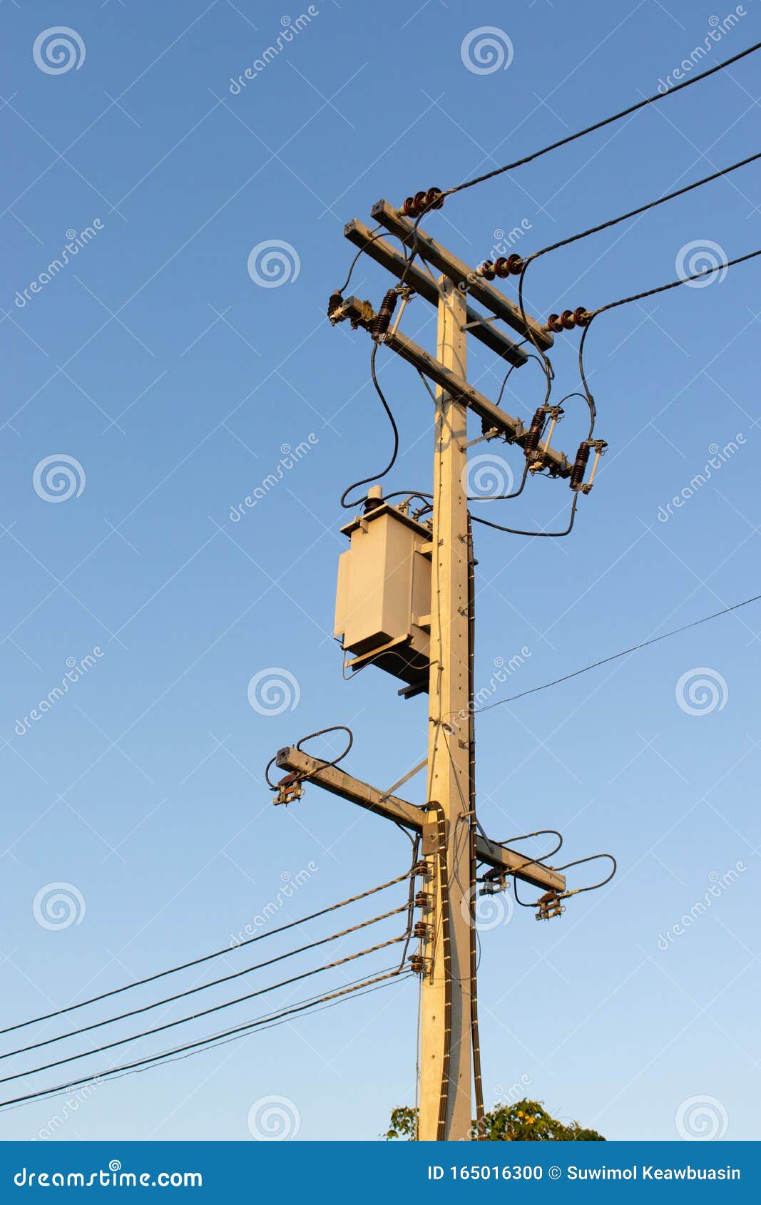 Electric Post and Power Line Stock Photo - Image of cable, grid: 165016300