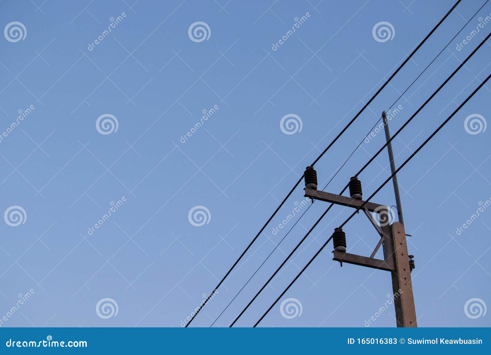 Electric Post and Power Line Stock Image - Image of equipment ...