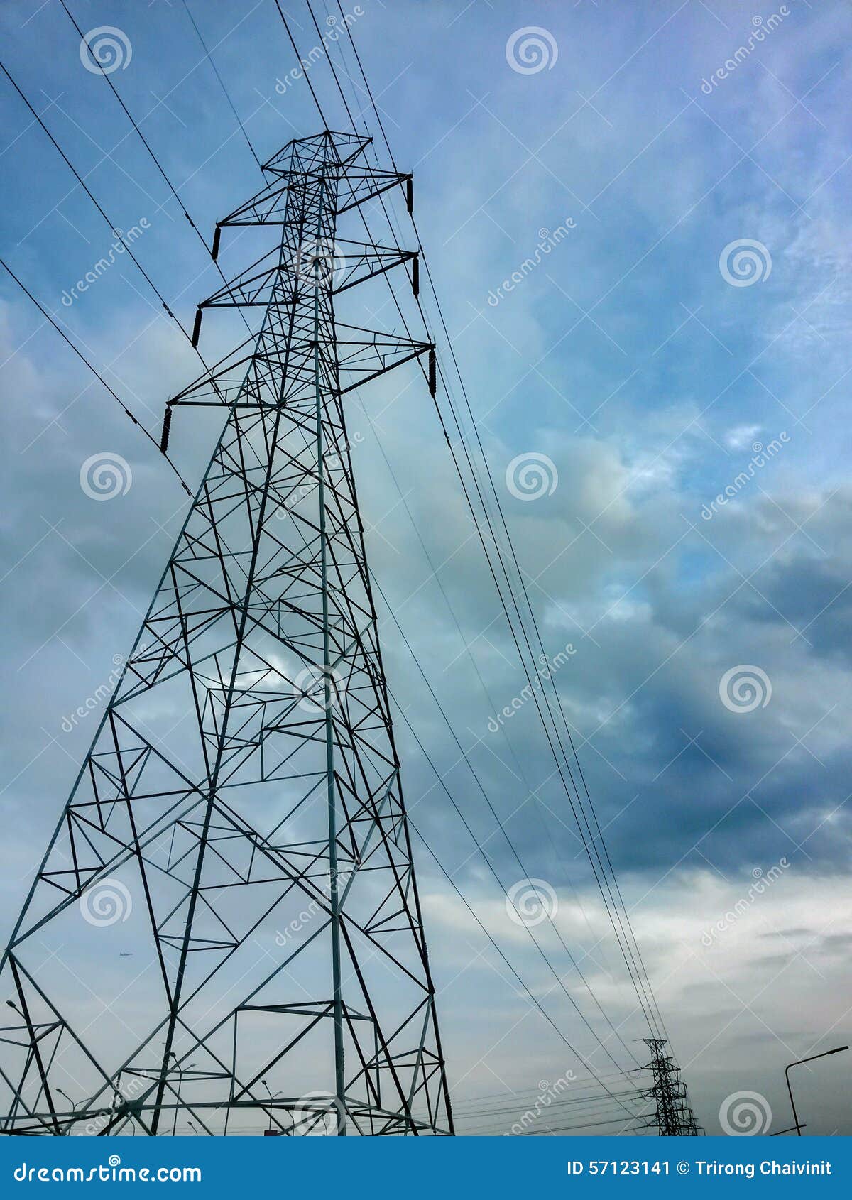 Electric post stock image. Image of line, tower, cloud - 57123141